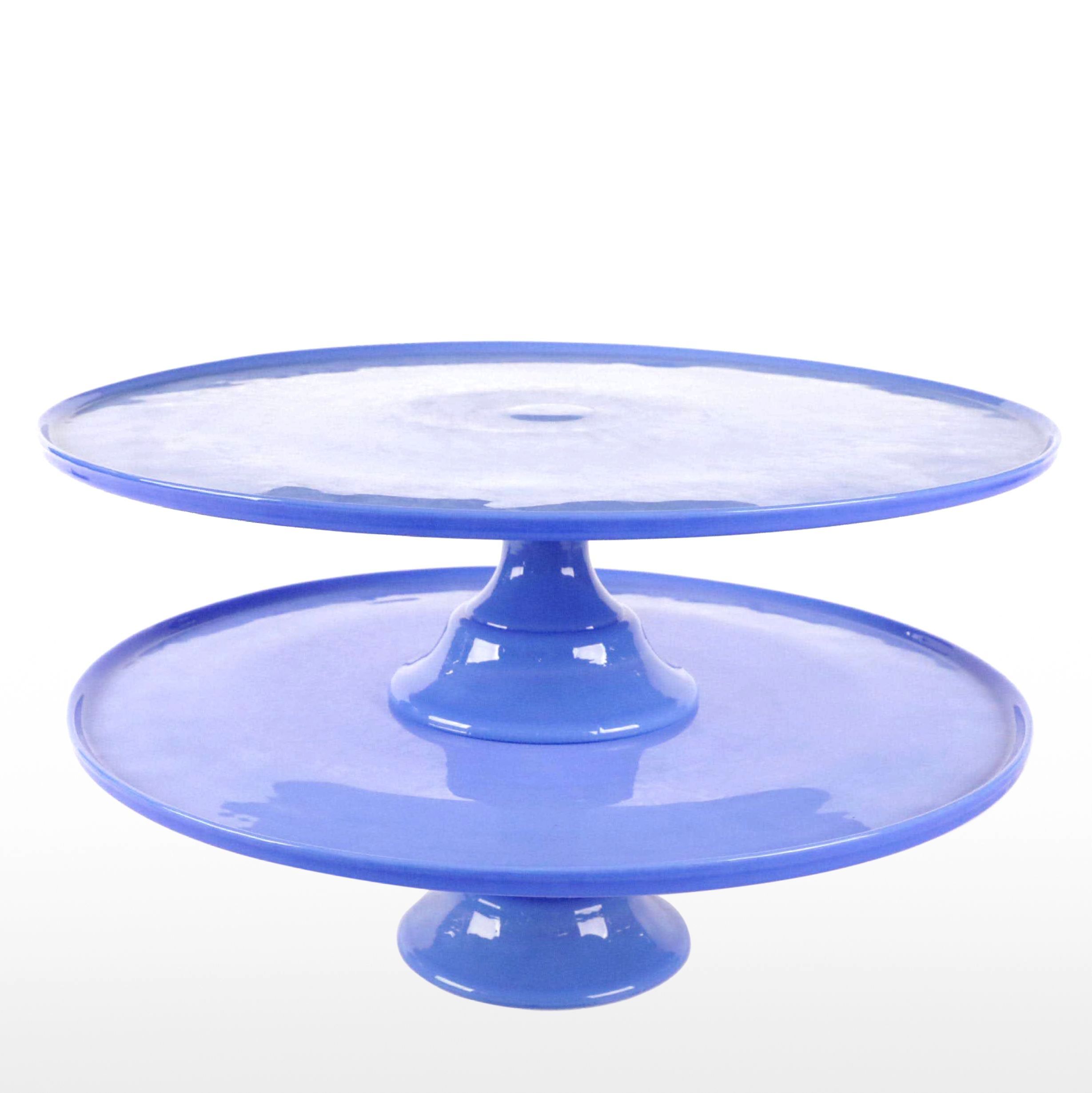 Pair of Lavender Enameled Metal Cake Stands | EBTH