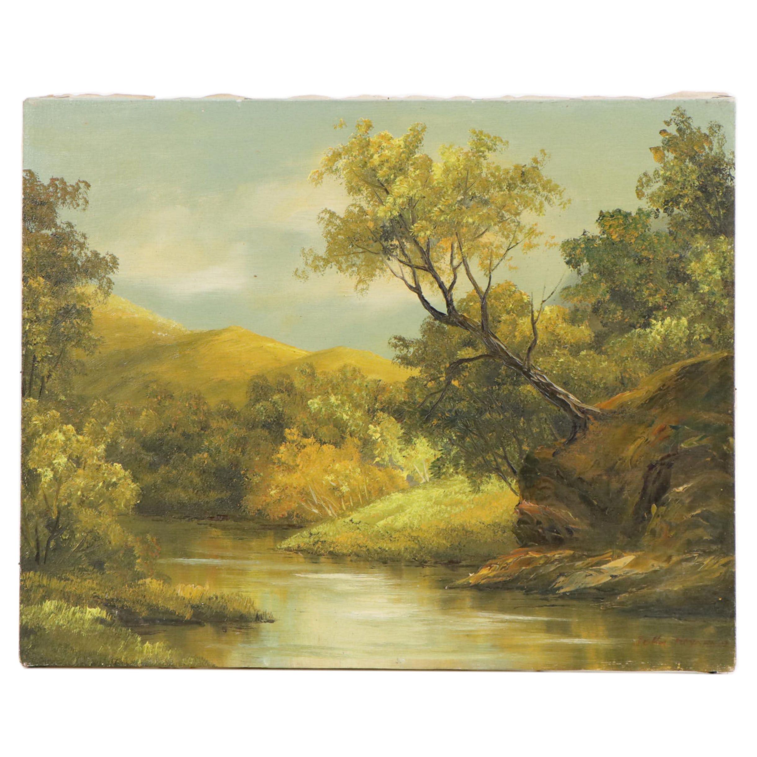 John Reynaud Idyllic Landscape Oil Painting | EBTH