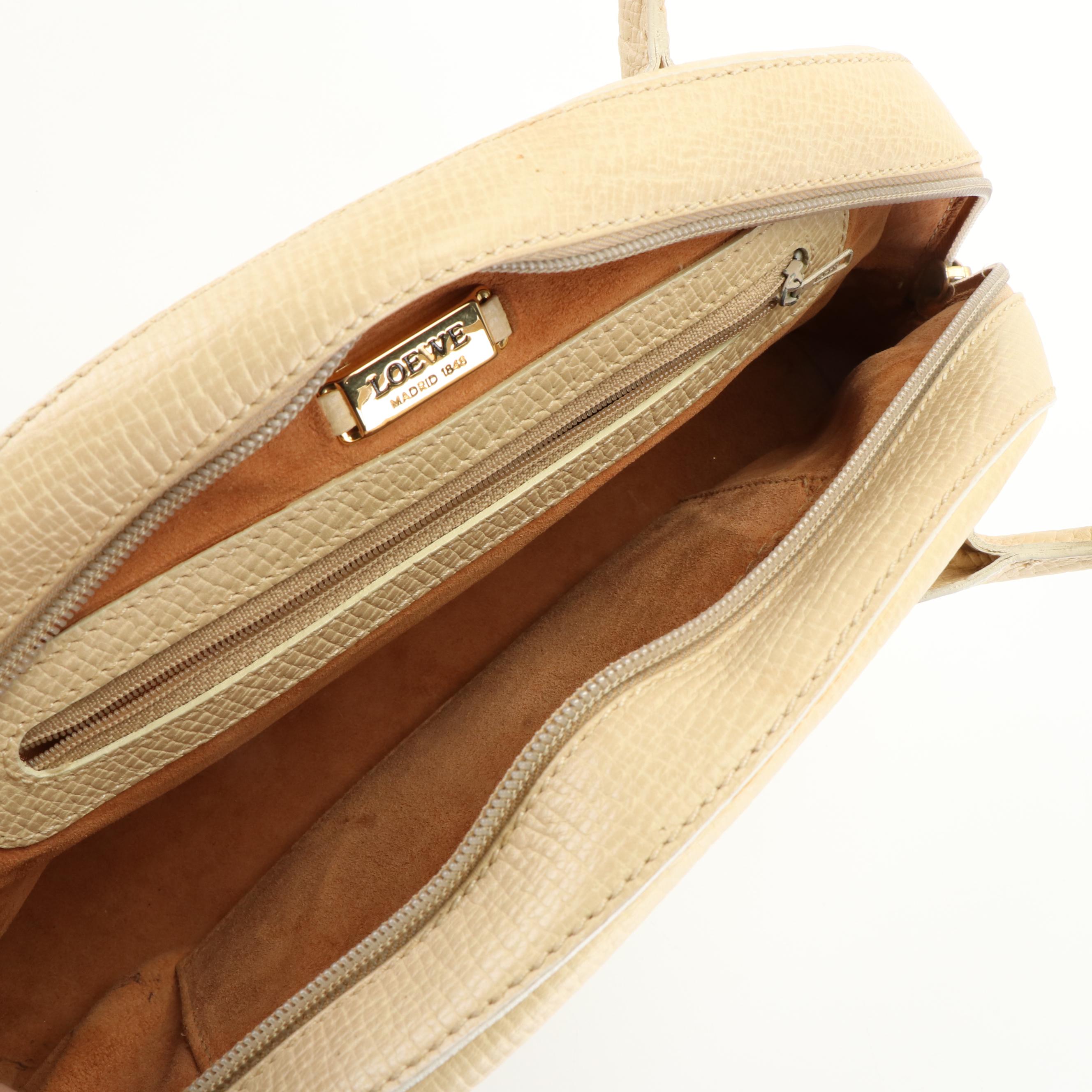 Loewe Logo Embossed Handbag in Ivory Leather | EBTH