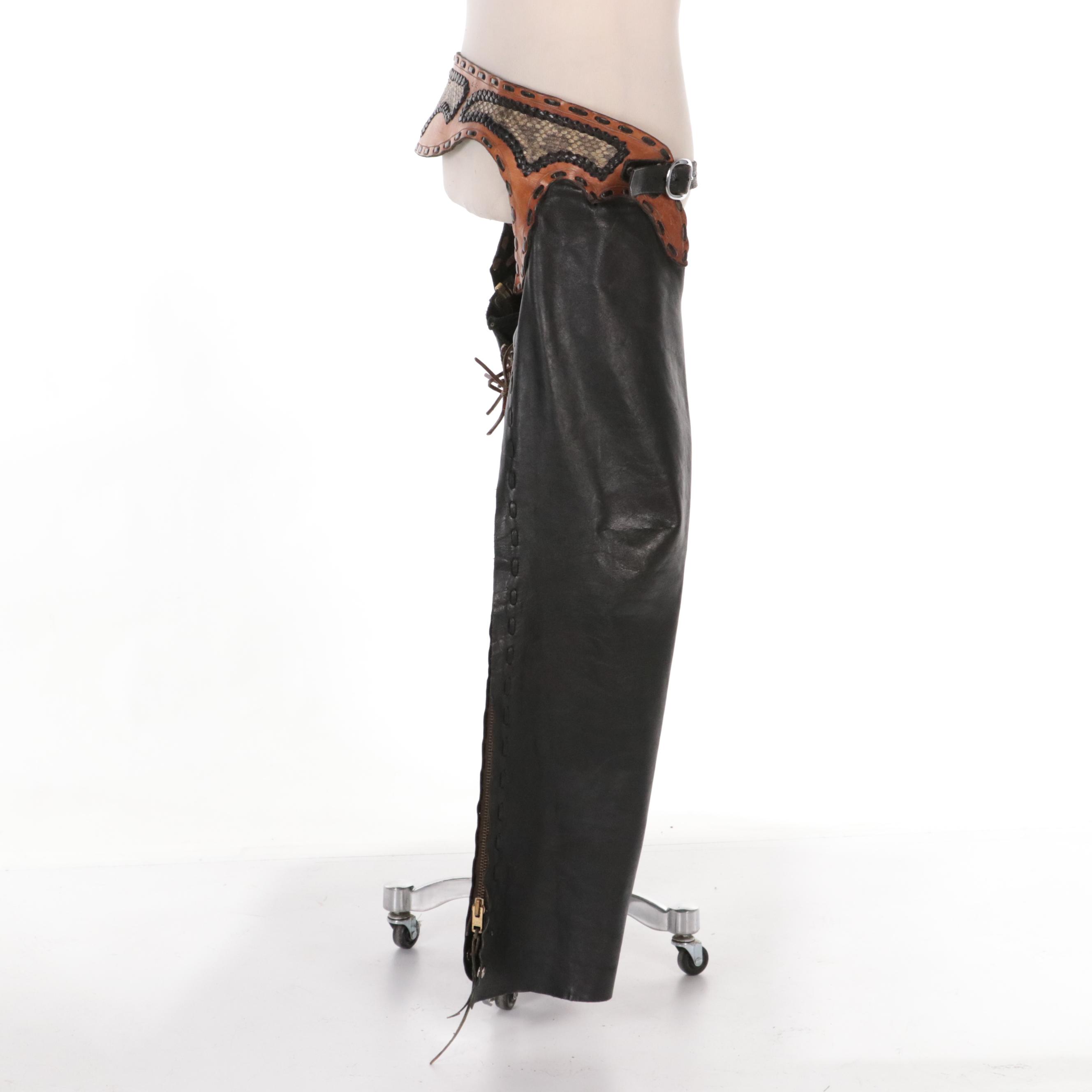 Motorcycle Chaps in Leather with Rattlesnake Trim | EBTH