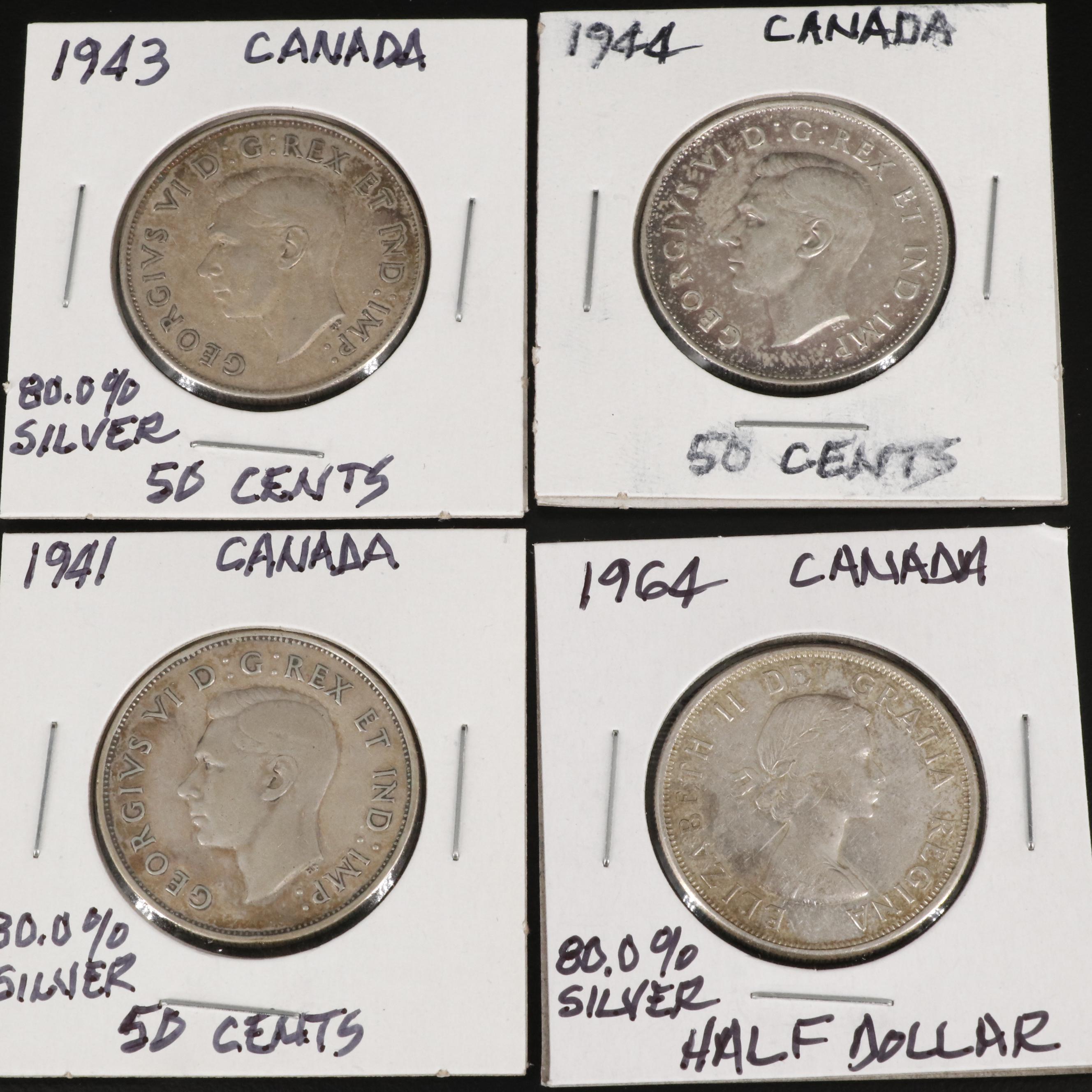 Collection of Fourteen Canada .800 Silver Fifty Cent Coins | Everything ...