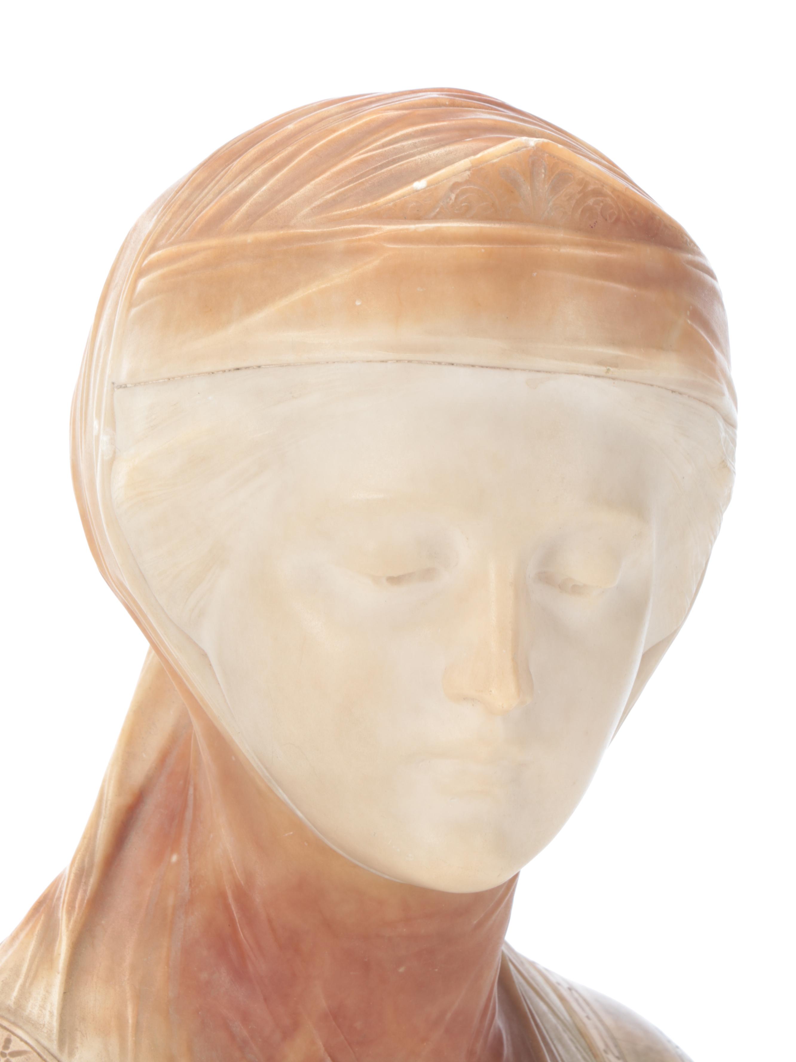 Giuseppi Bessi Alabaster Sculpture "Bust of Dante Alighieri's Muse ...