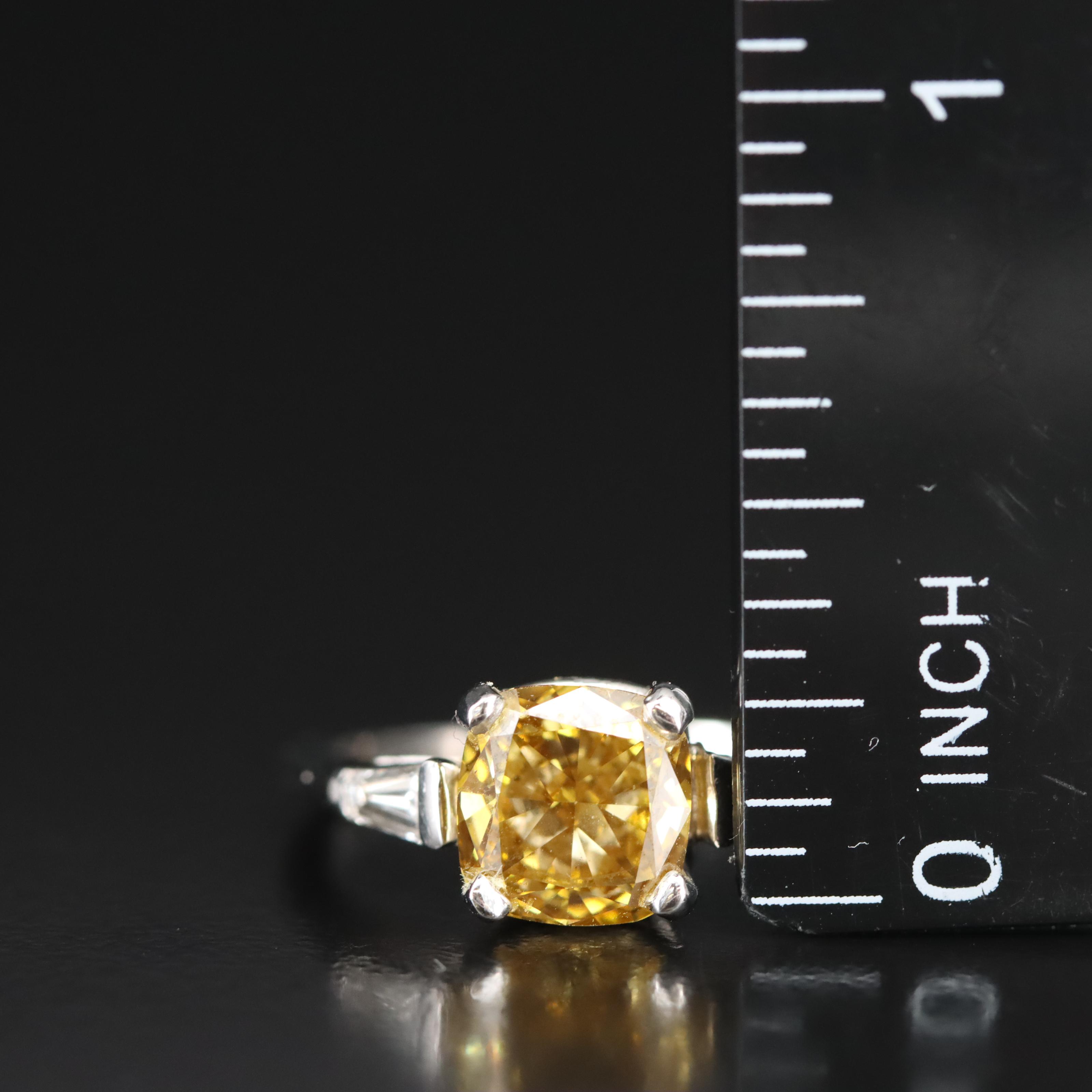 2.50 CTW Diamond Ring with (Origin Undetermined) Fancy Dark Yellow ...