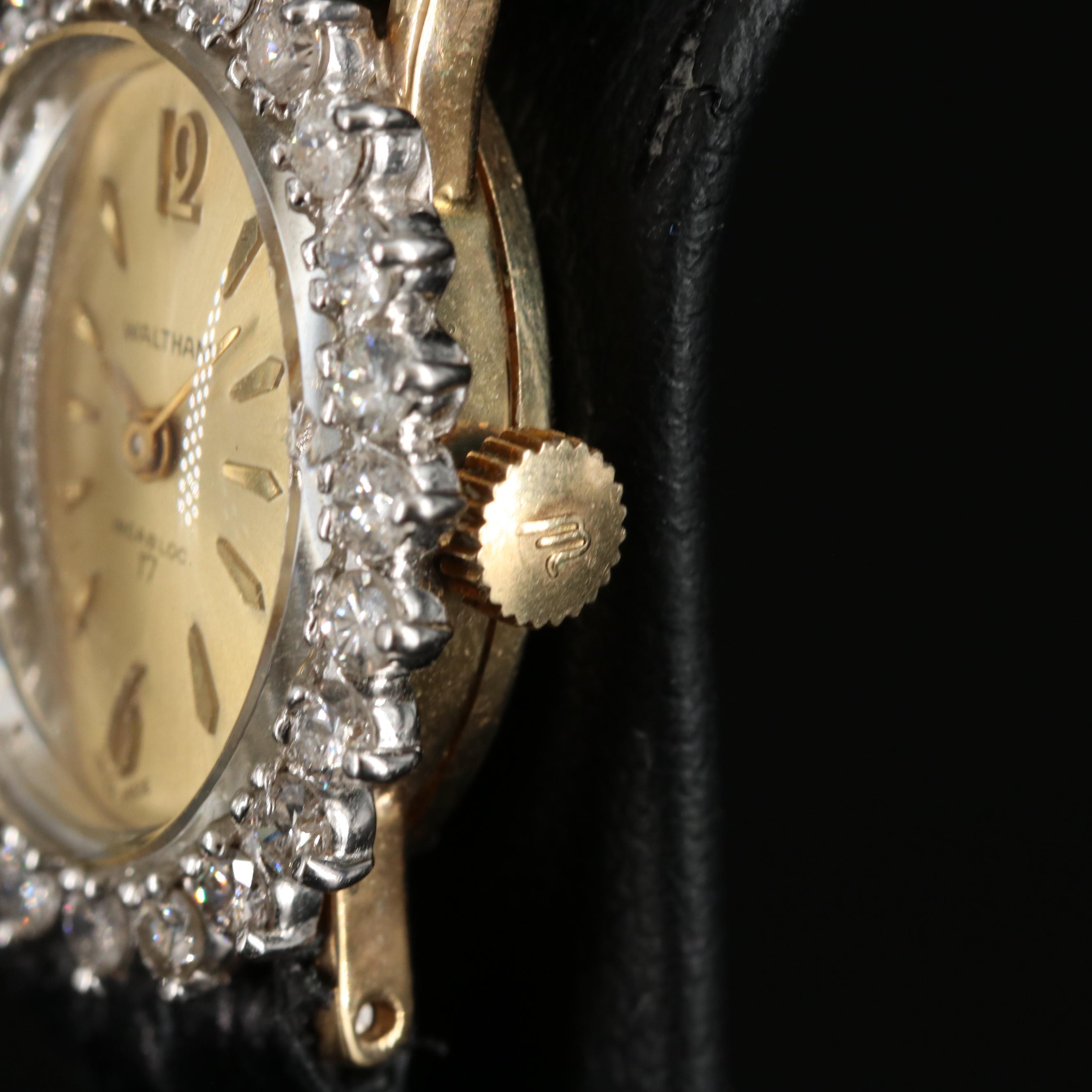 14K Waltham Diamond Bezel, Manual-Wind Watch | Everything But The House