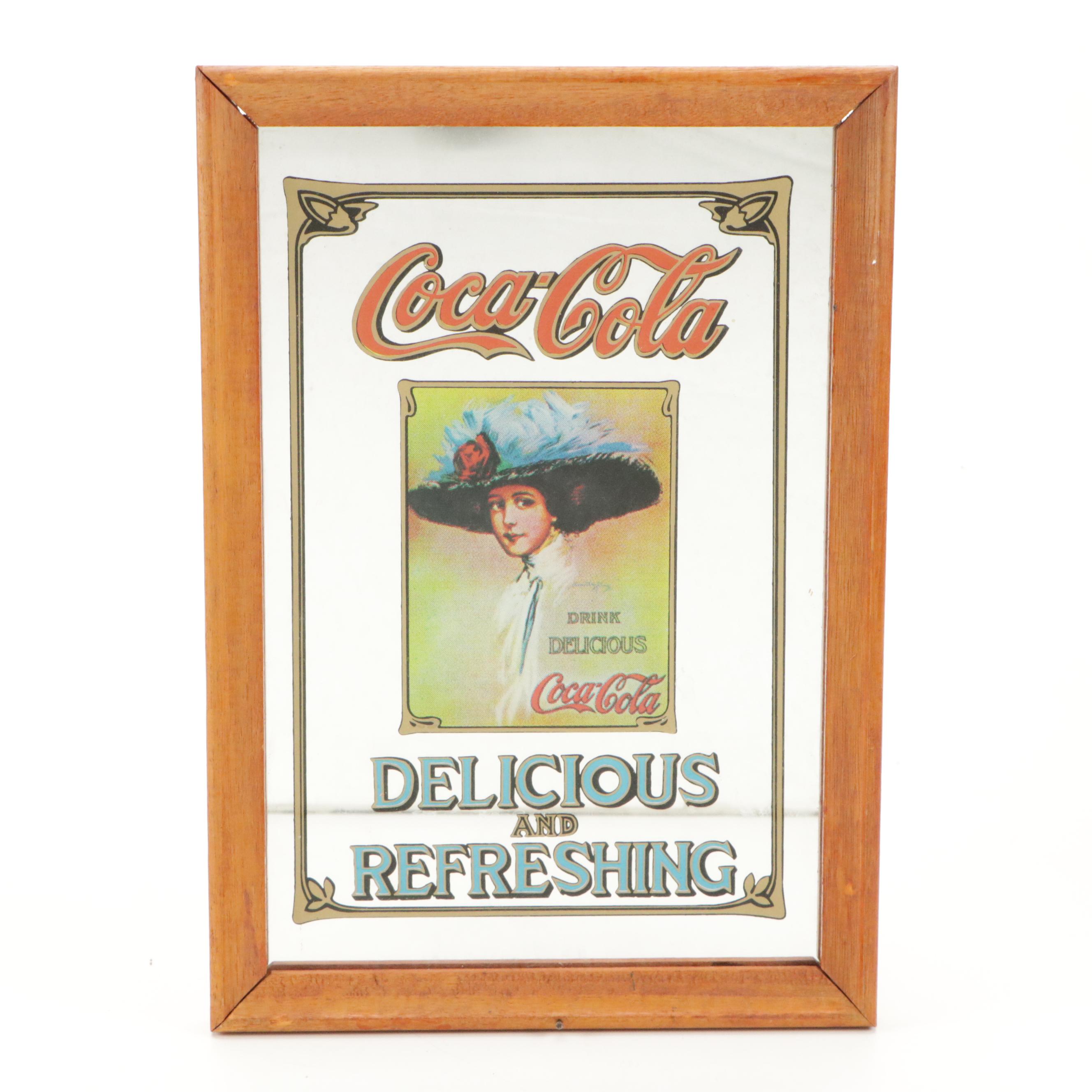 Coca-Cola Reverse Painted Mirror Advertisement with Other Hanging Wall ...