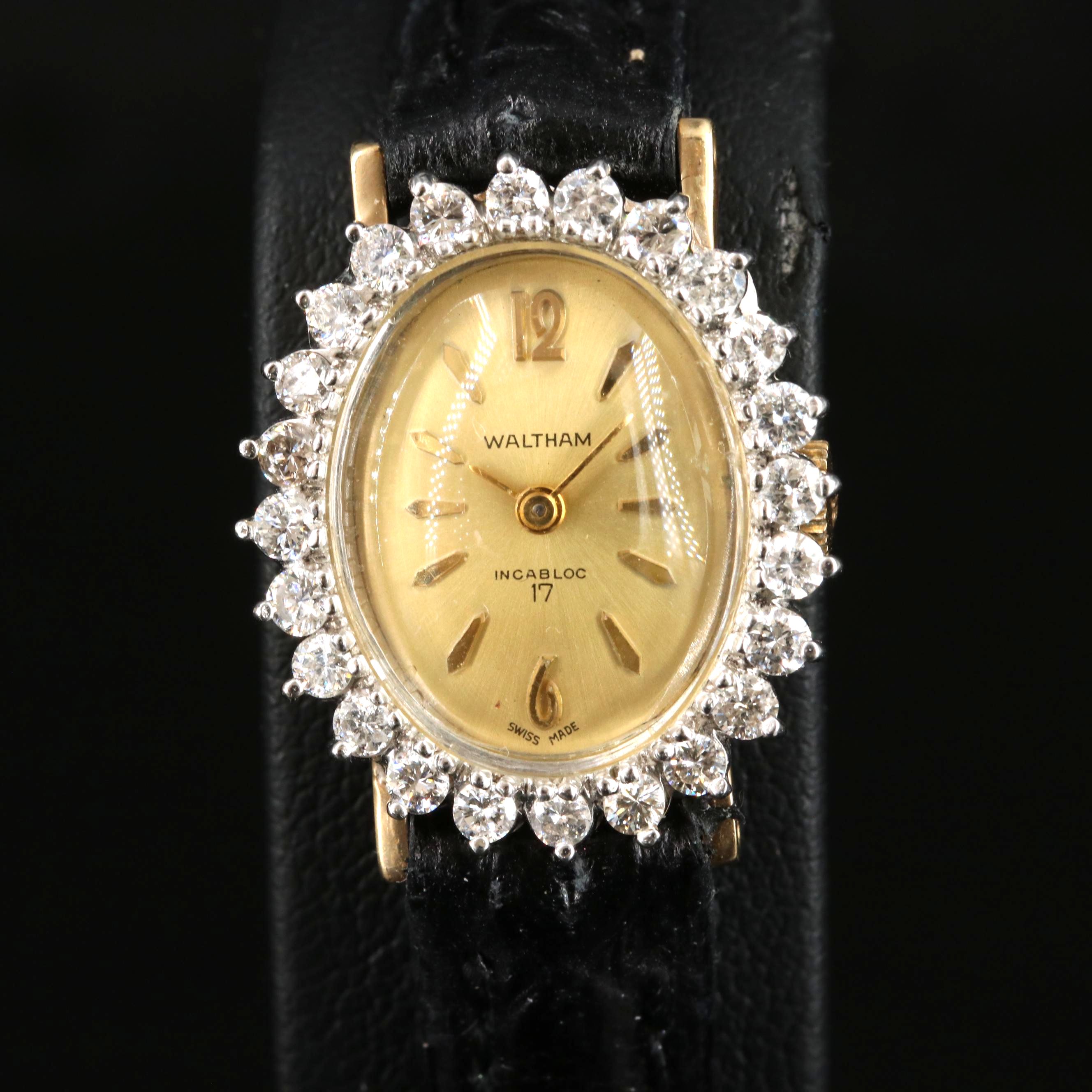 14K Waltham Diamond Bezel, Manual-Wind Watch | Everything But The House