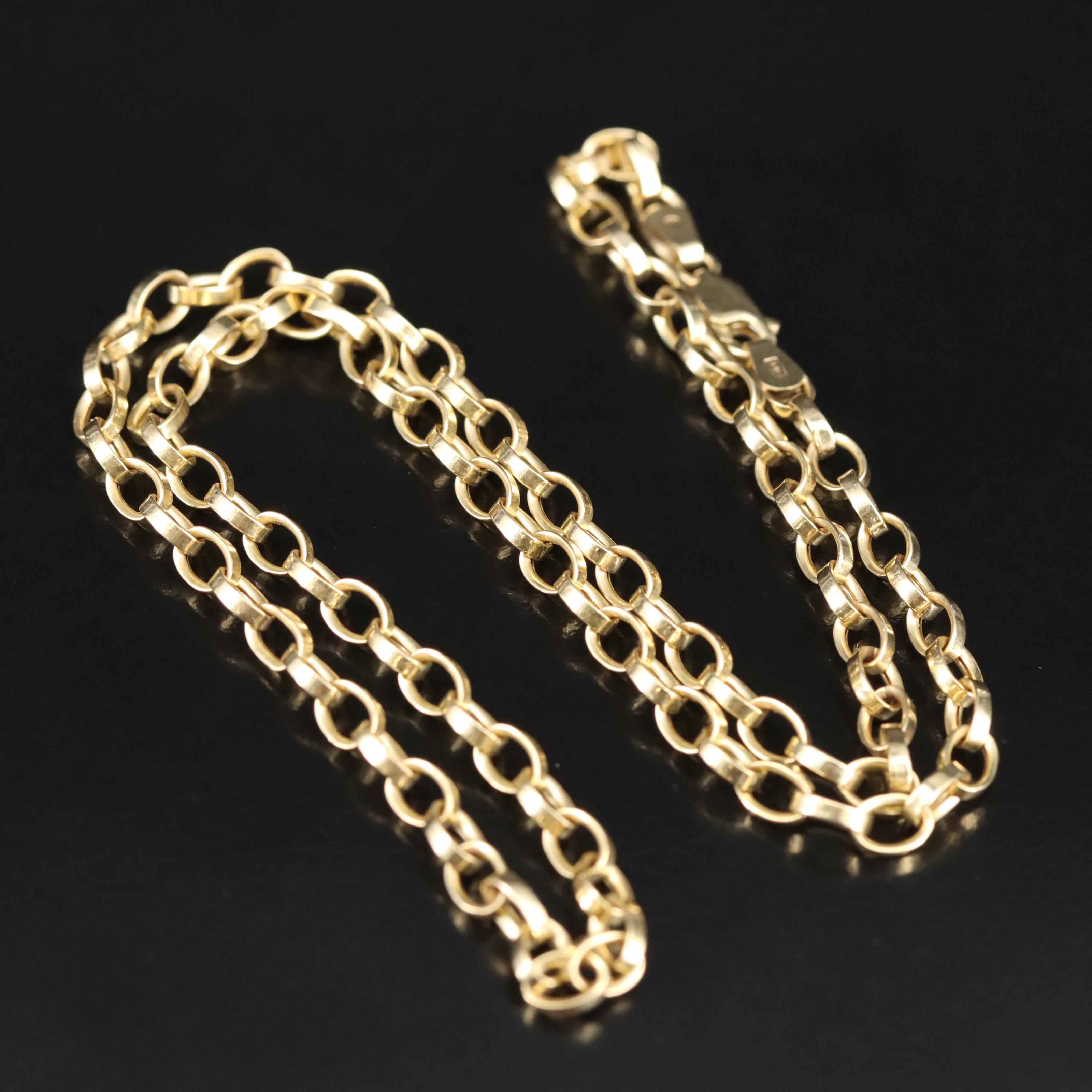 14K Oval Rolo Chain Necklace | EBTH