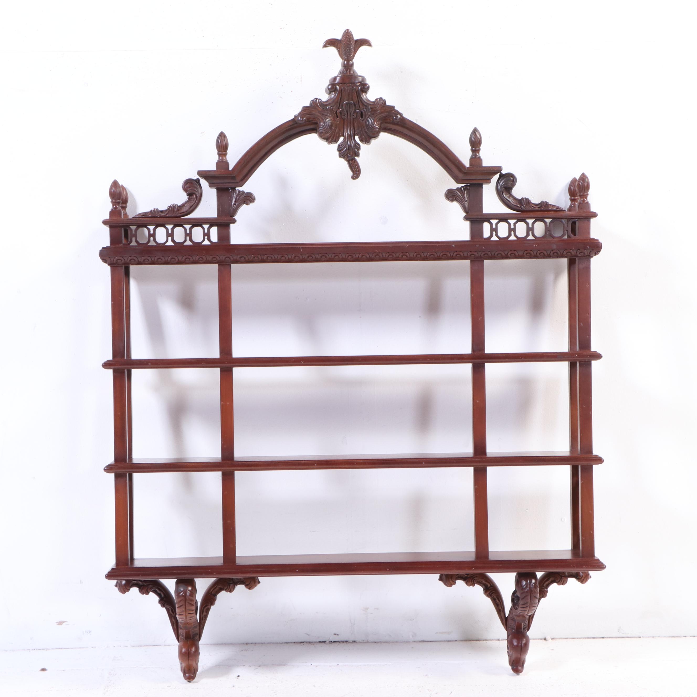 Chippendale Style Carved Mahogany Hanging Whatnot Shelf | EBTH