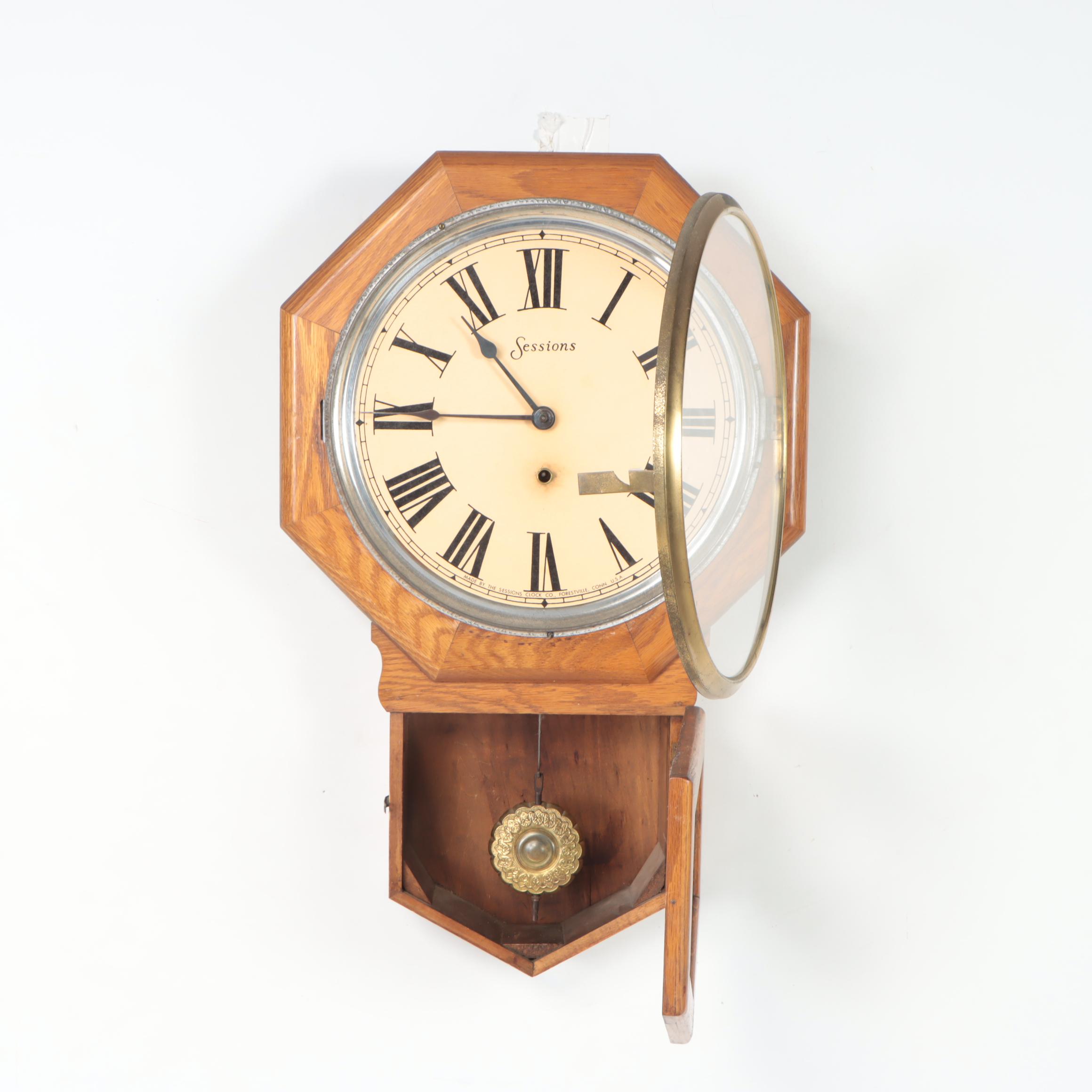 Session Oak Octagonal Wall Clock, Mid-20th Century | EBTH