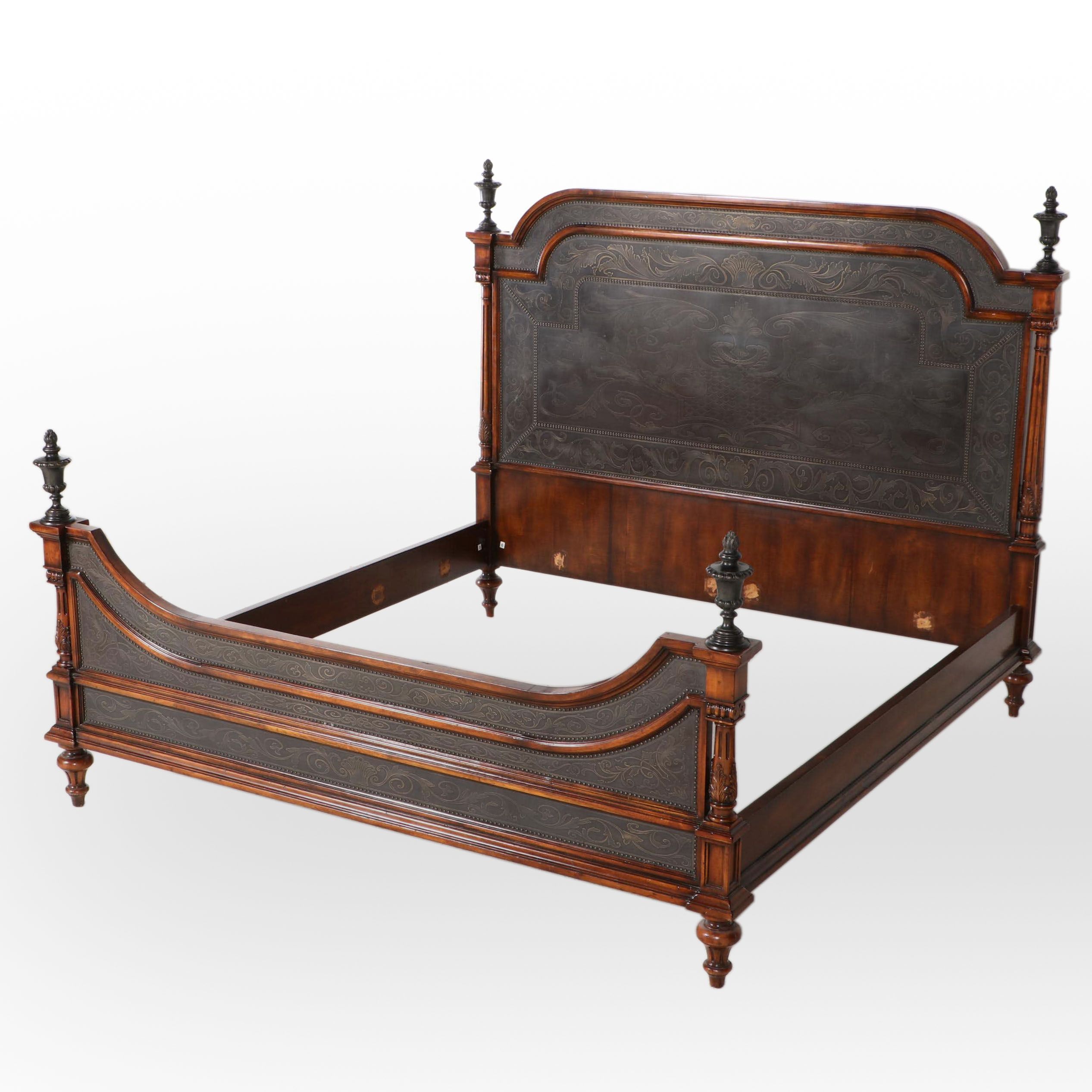 Victorian Style Wood and Tooled Leather Bed Frame | Everything But The ...