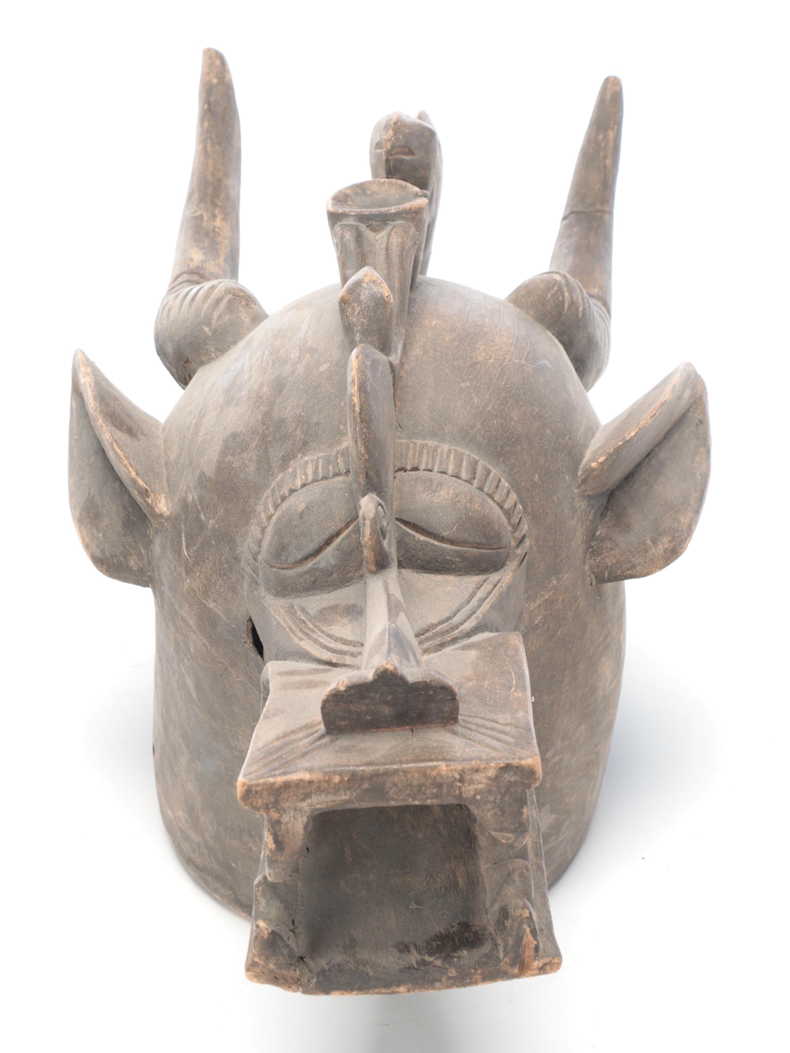 West African Senufo Fire-Spitter Hand-Carved Wood "Kponyugo" Helmet ...