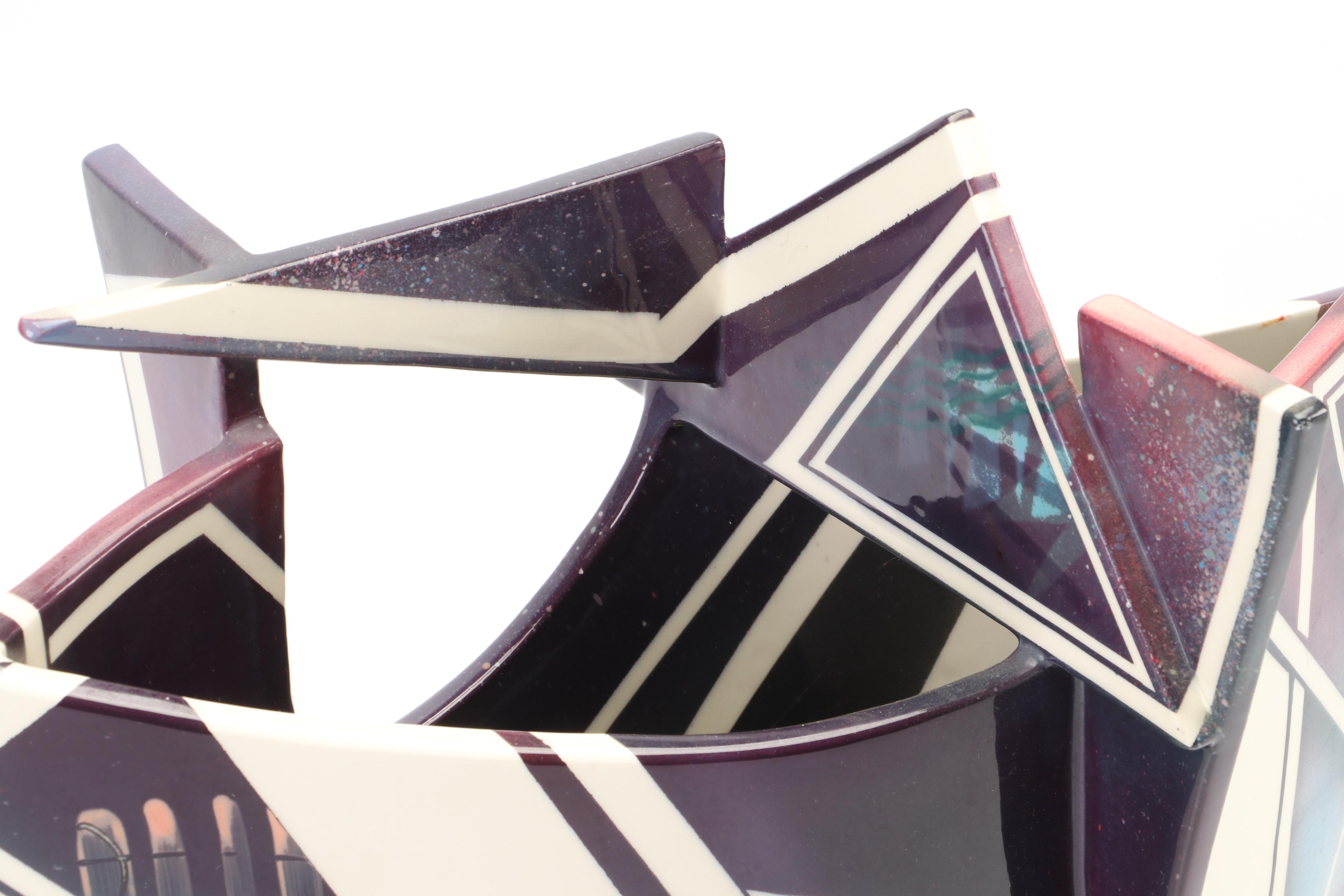 Signed Tom Hubert Memphis Style Ceramic Vessel | EBTH