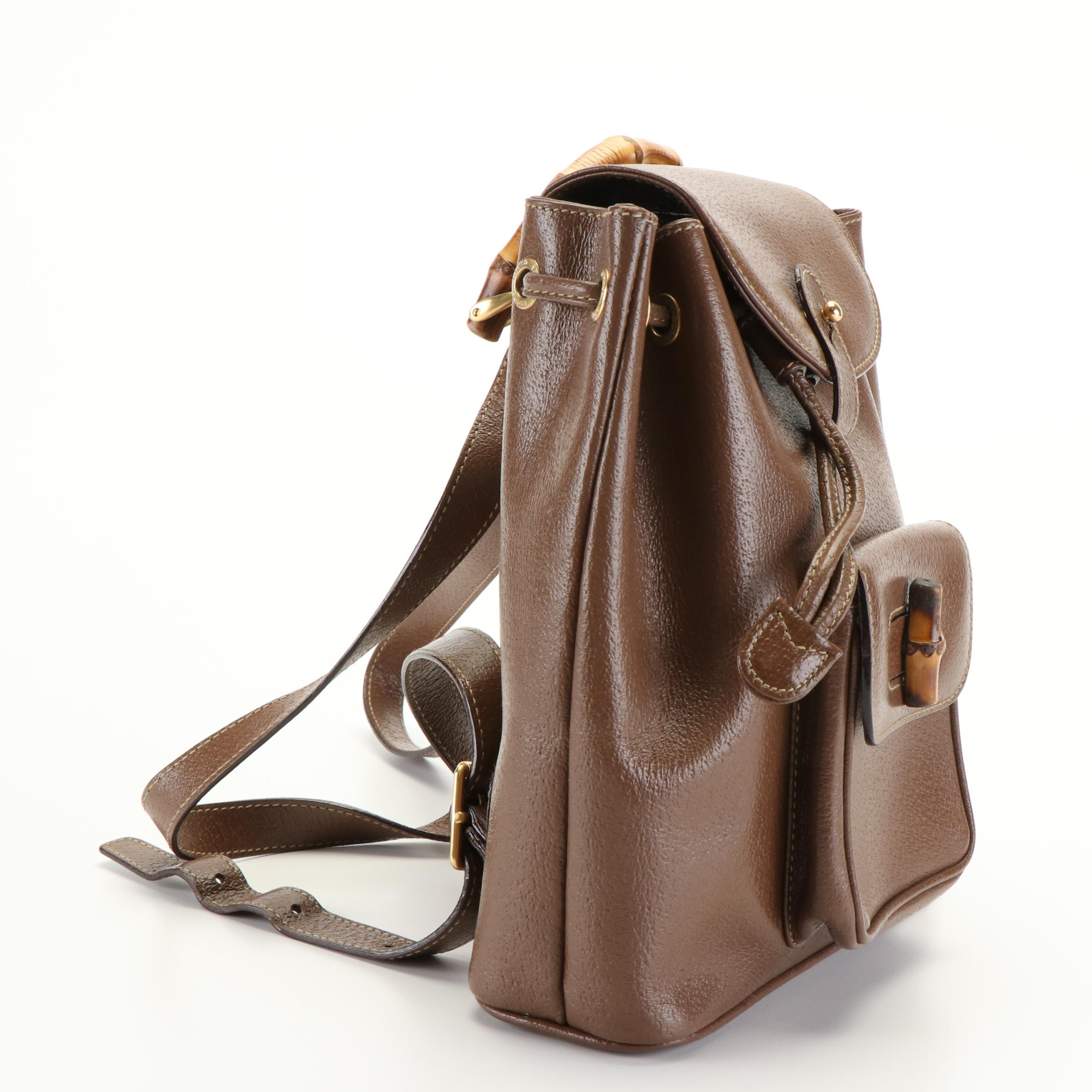 Gucci Bamboo Detail Backpack in Brown Leather | EBTH