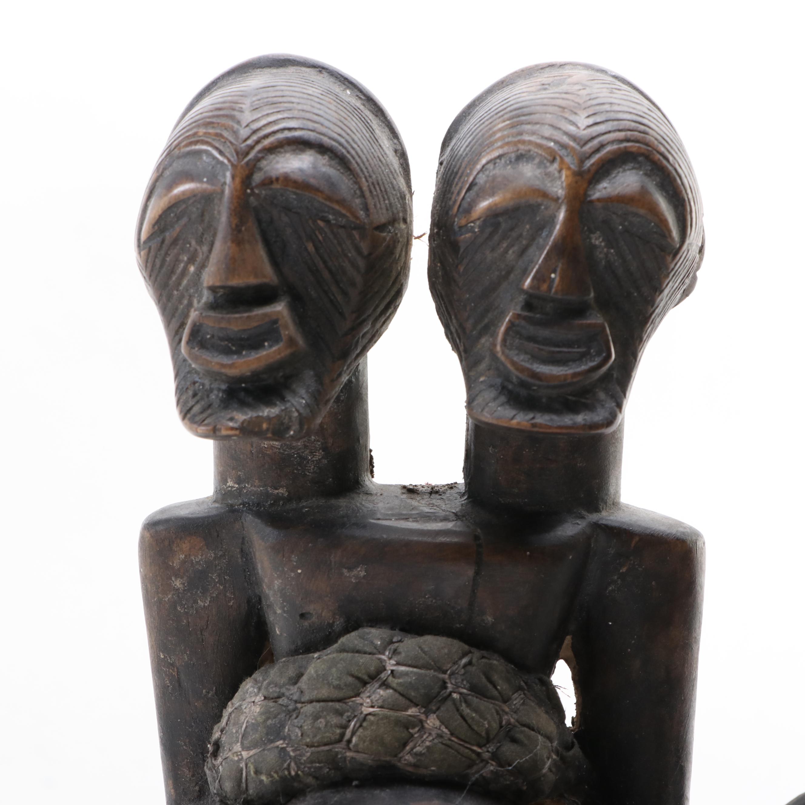Luba Fertility Figure, Songye Nkisi Two-Headed Fetish and Power Half ...