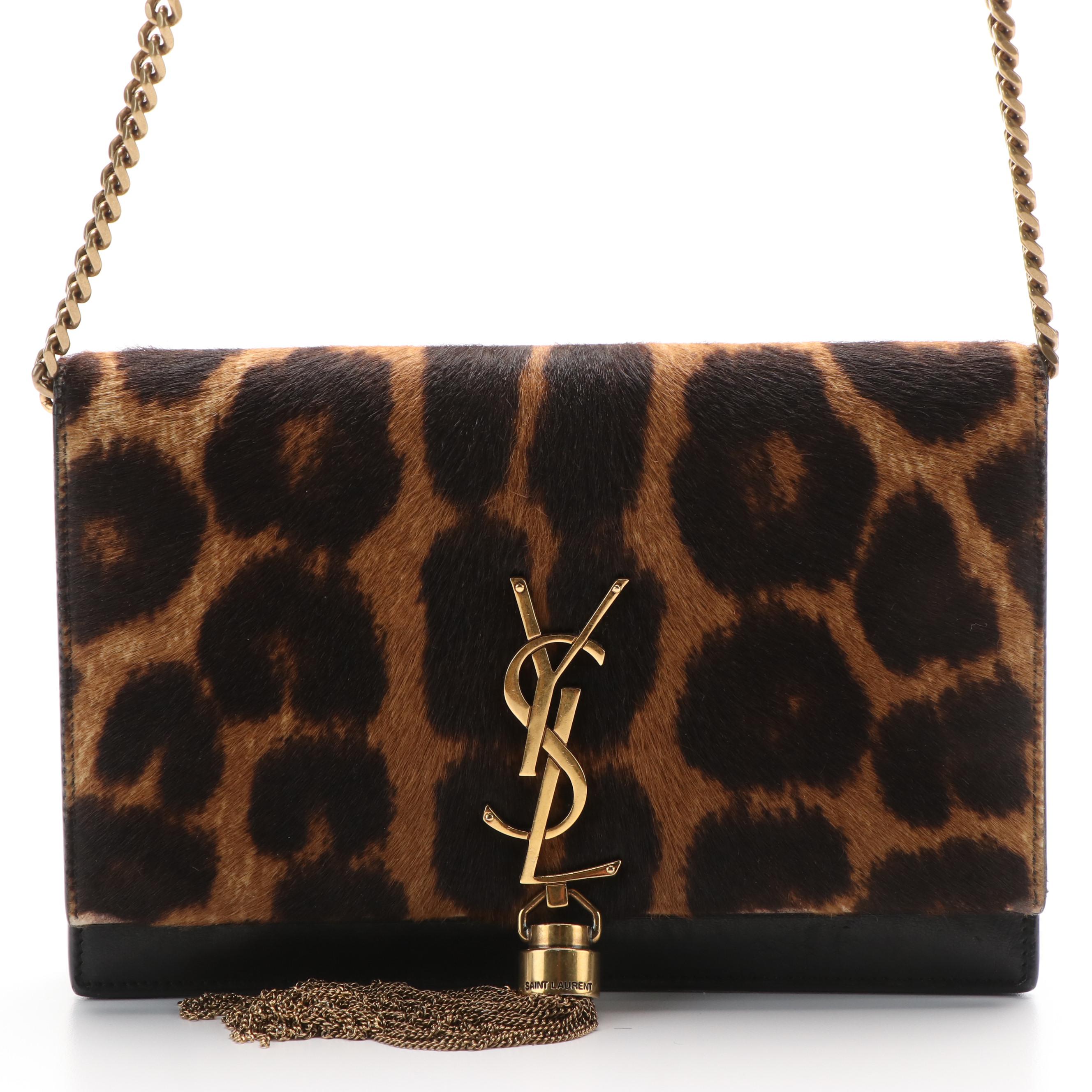 Saint Laurent Monogram YSL Leopard-Print Wallet On Chain Clutch Bag | EBTH