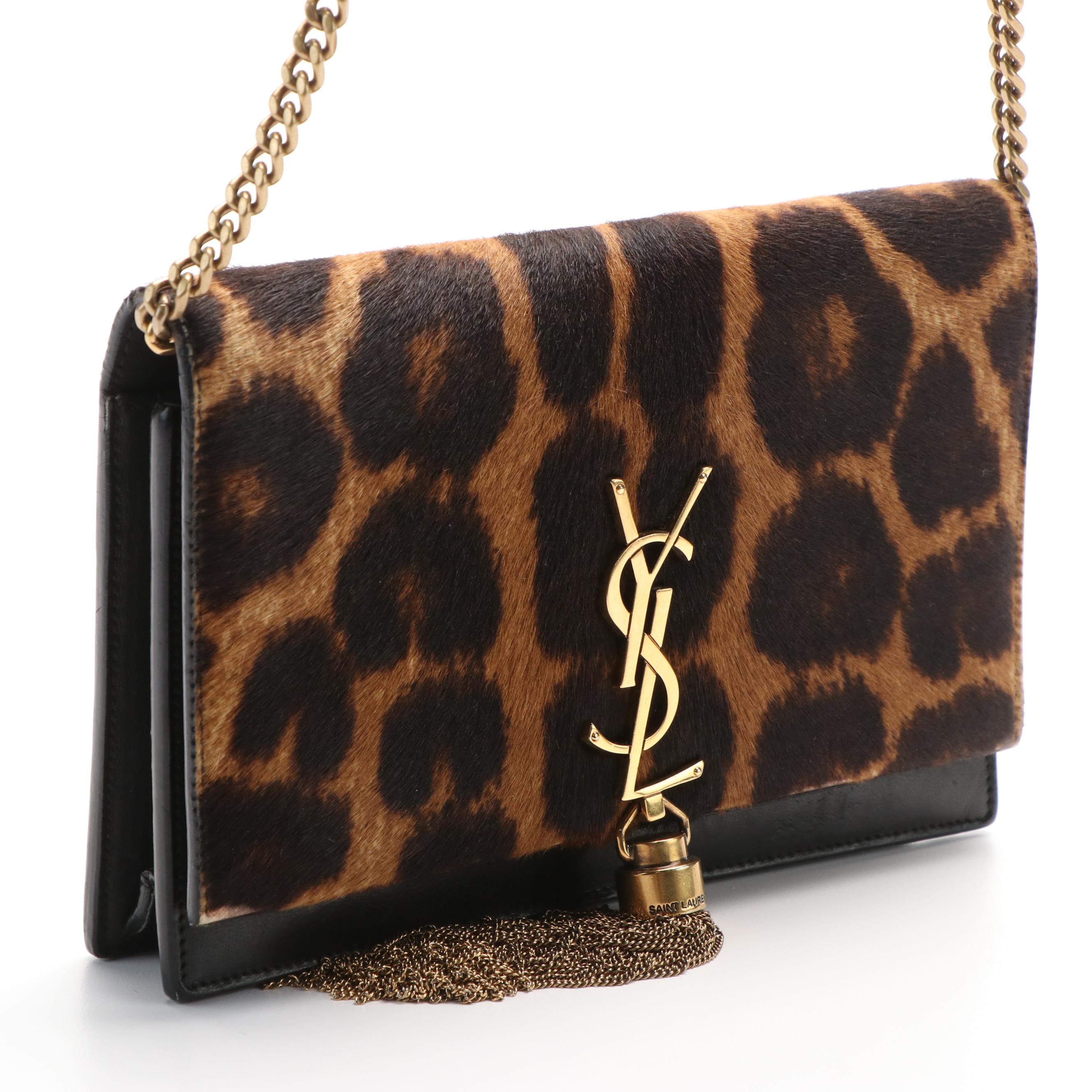 Saint Laurent Monogram YSL Leopard-Print Wallet On Chain Clutch Bag | EBTH