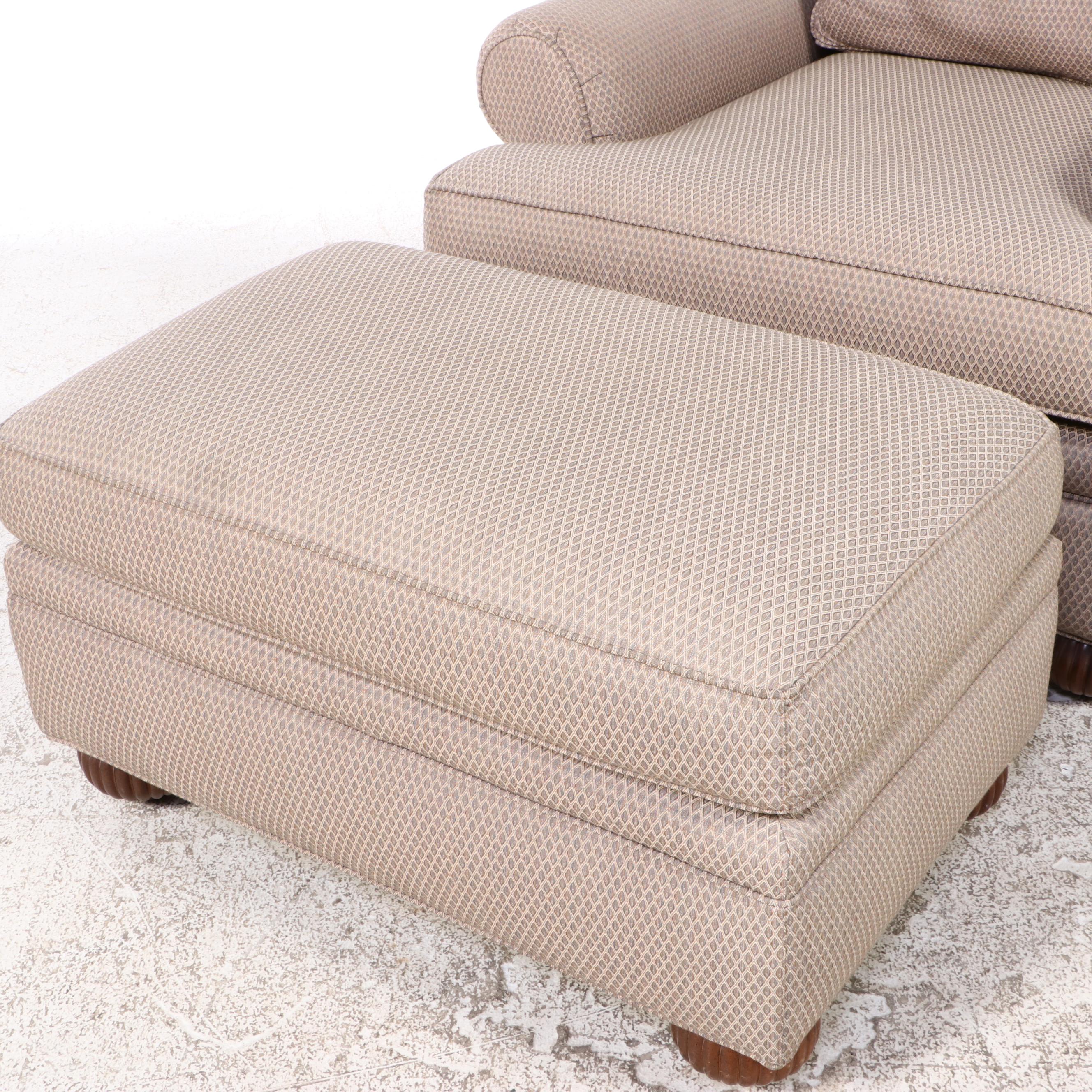 Pearson Custom-Upholstered Easy Armchair and Ottoman, Late 20th Century ...