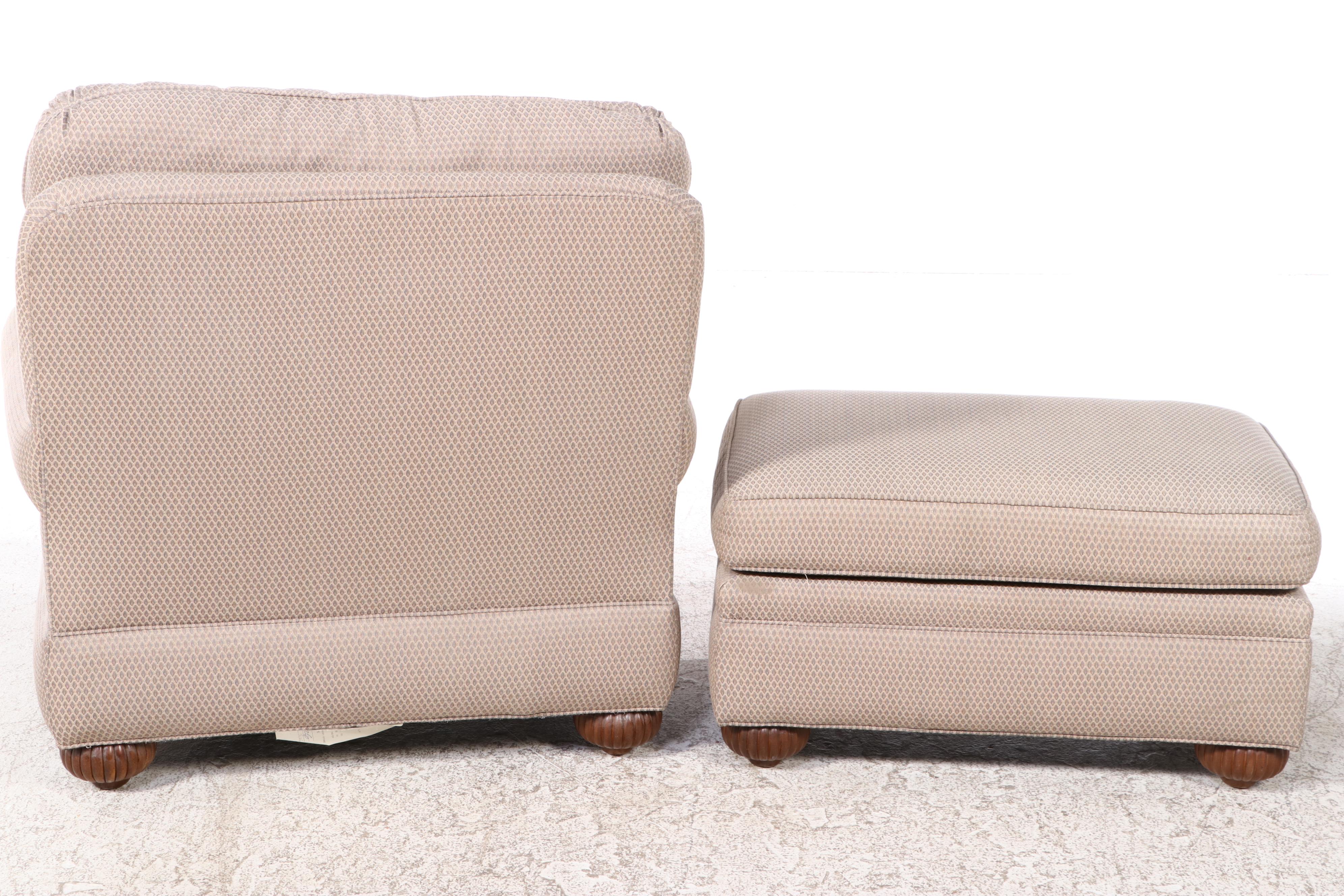 Pearson Custom-Upholstered Easy Armchair and Ottoman, Late 20th Century ...