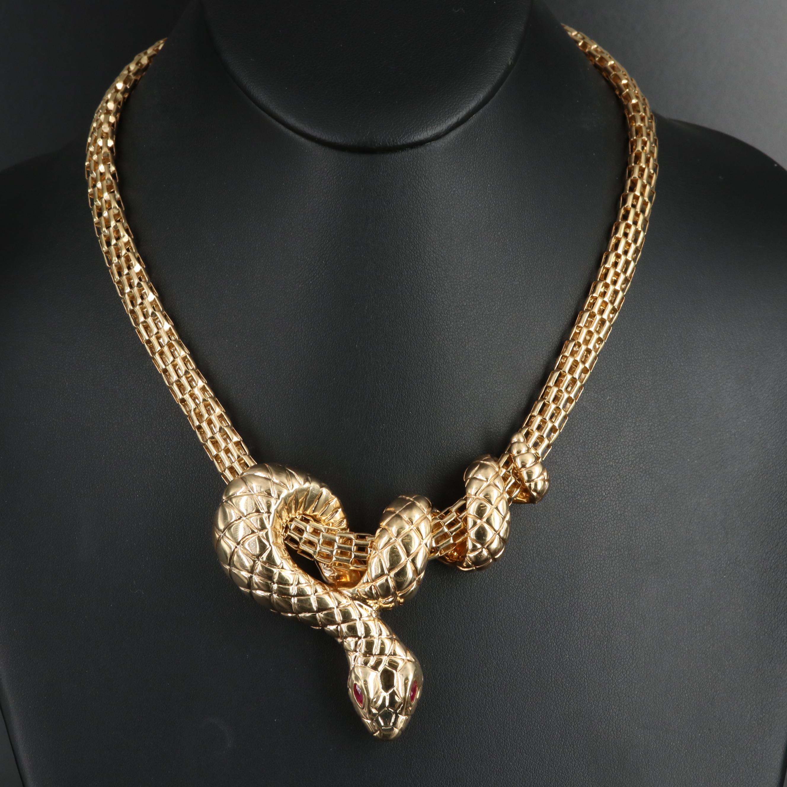 14K Ruby Serpent Pendant Necklace | EBTH