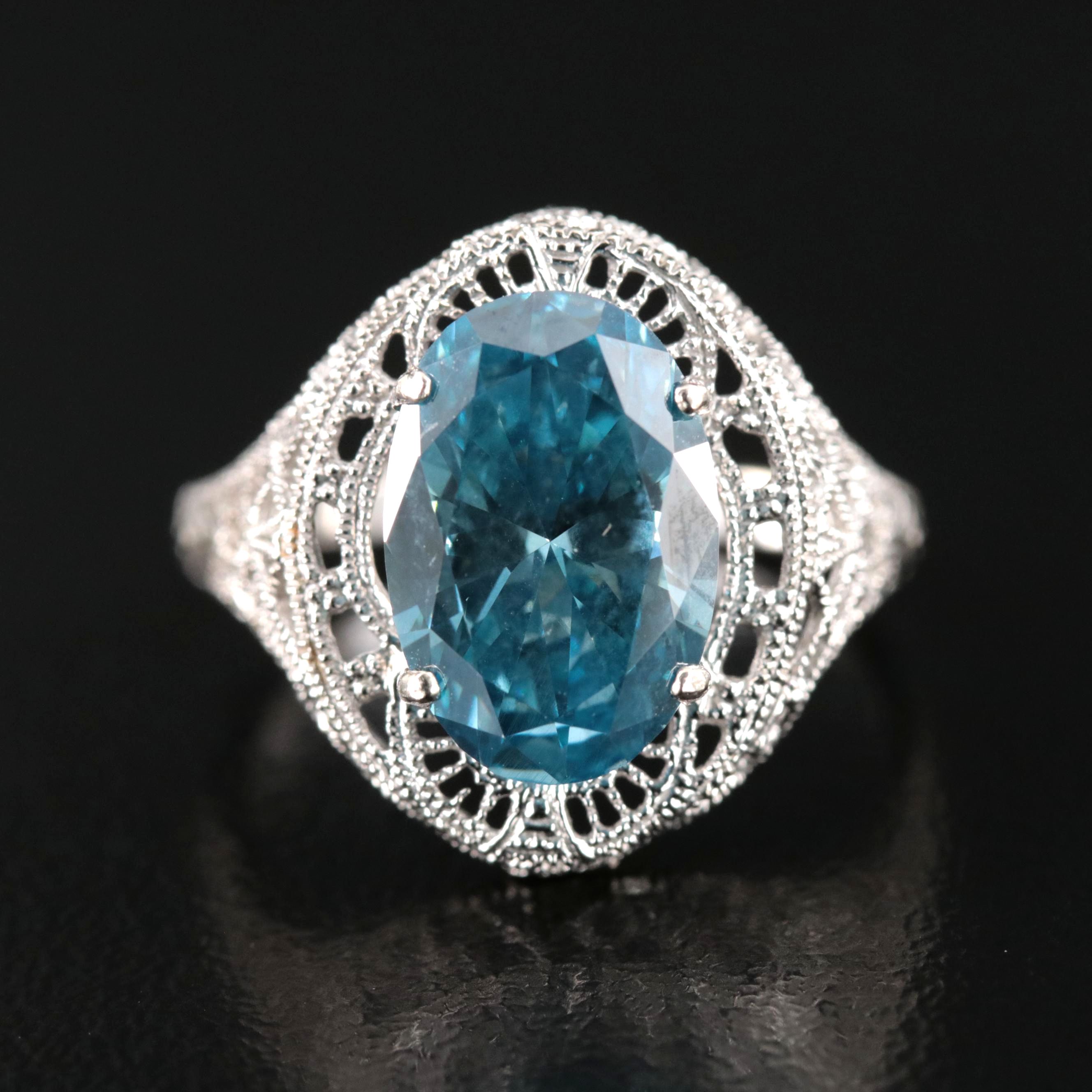 14K 3.03 CT (Origin Undetermined) Fancy Color Diamond Filigree Ring ...