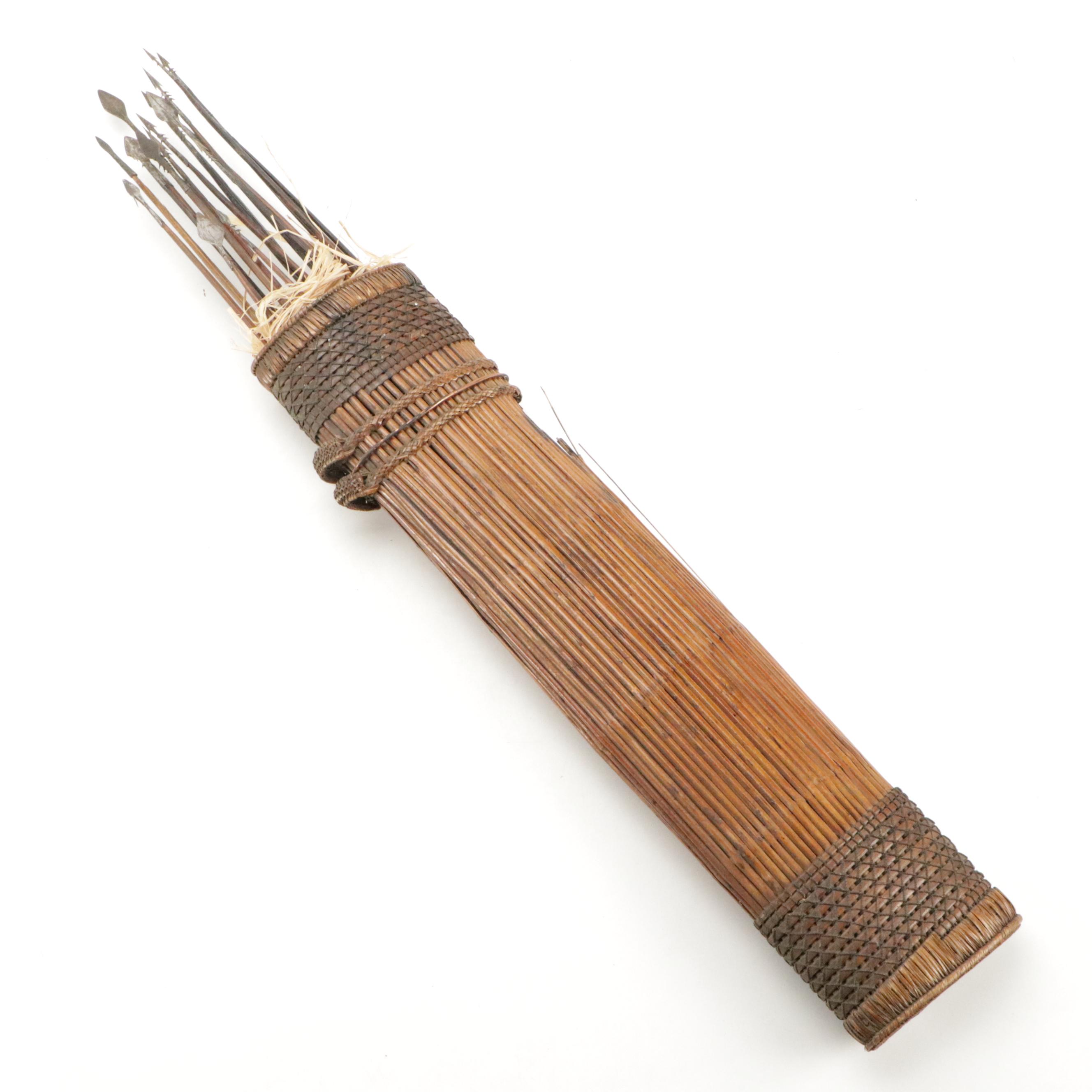 Masaai Barbed Arrows With Rattan and Braided Quiver | EBTH