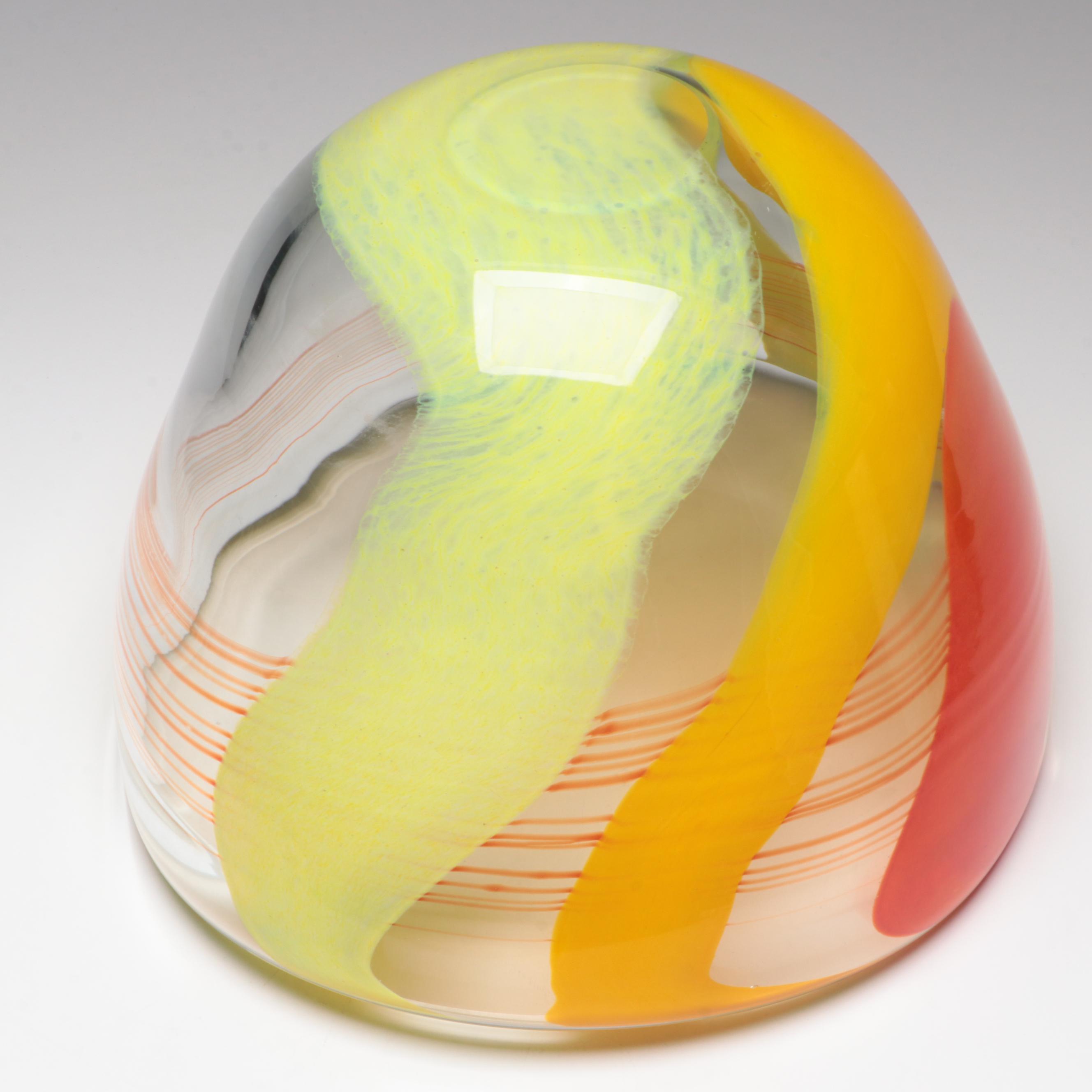 Blown Threaded Art Glass Bowl | EBTH