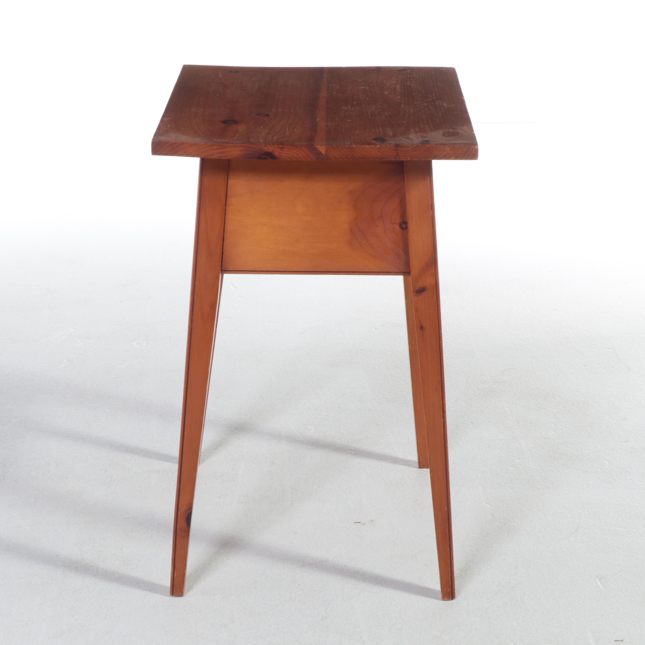 American Primitive Pine Splay-Leg Side Table, 20th Century | EBTH