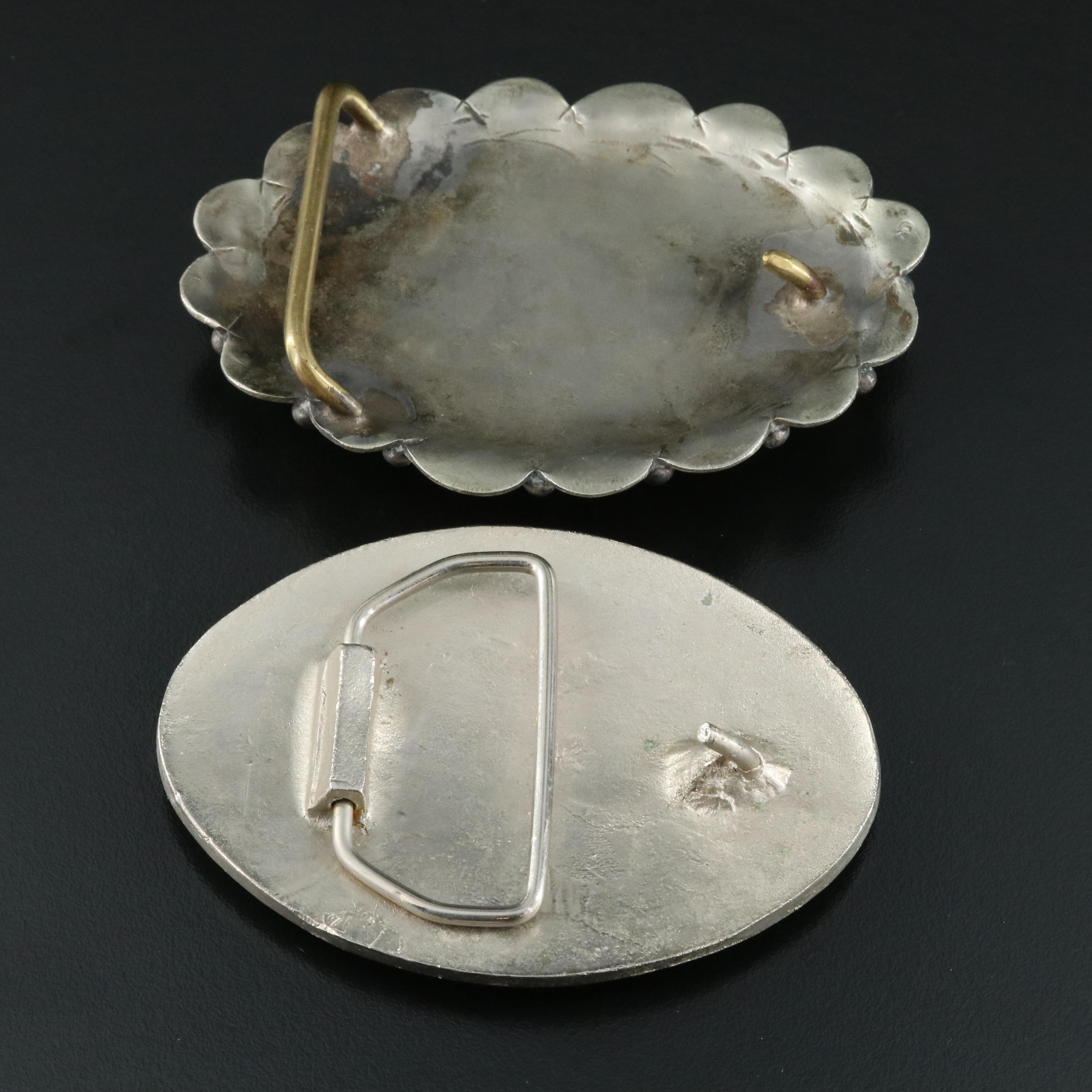 Turquoise Sun and Chip Stone Inlay "End of the Trail" Belt Buckles | EBTH