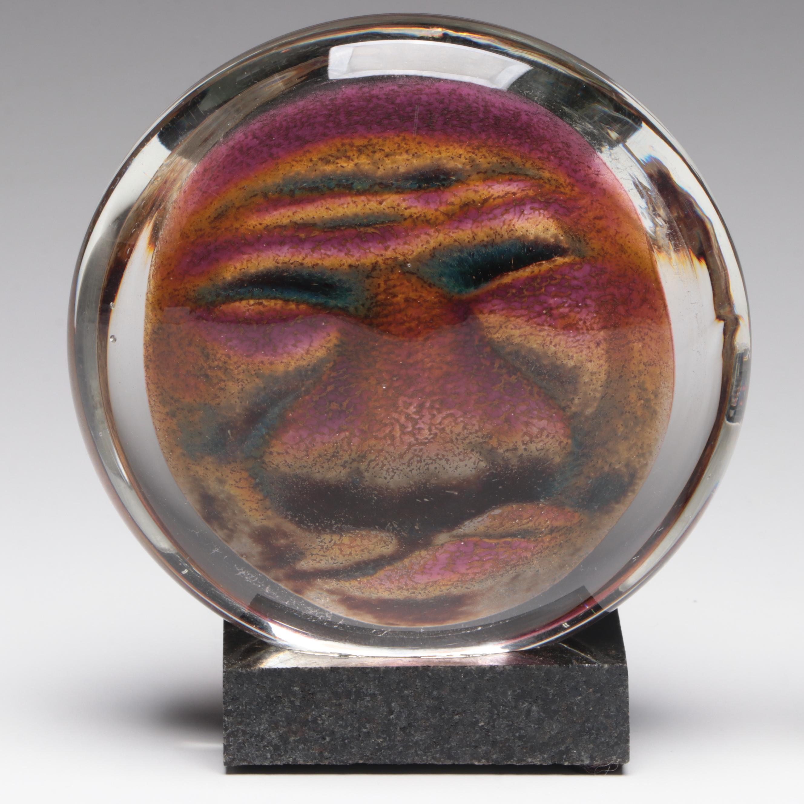 Andy Hudson Handcrafted Studio Art Glass Disk Face Paperweights | EBTH