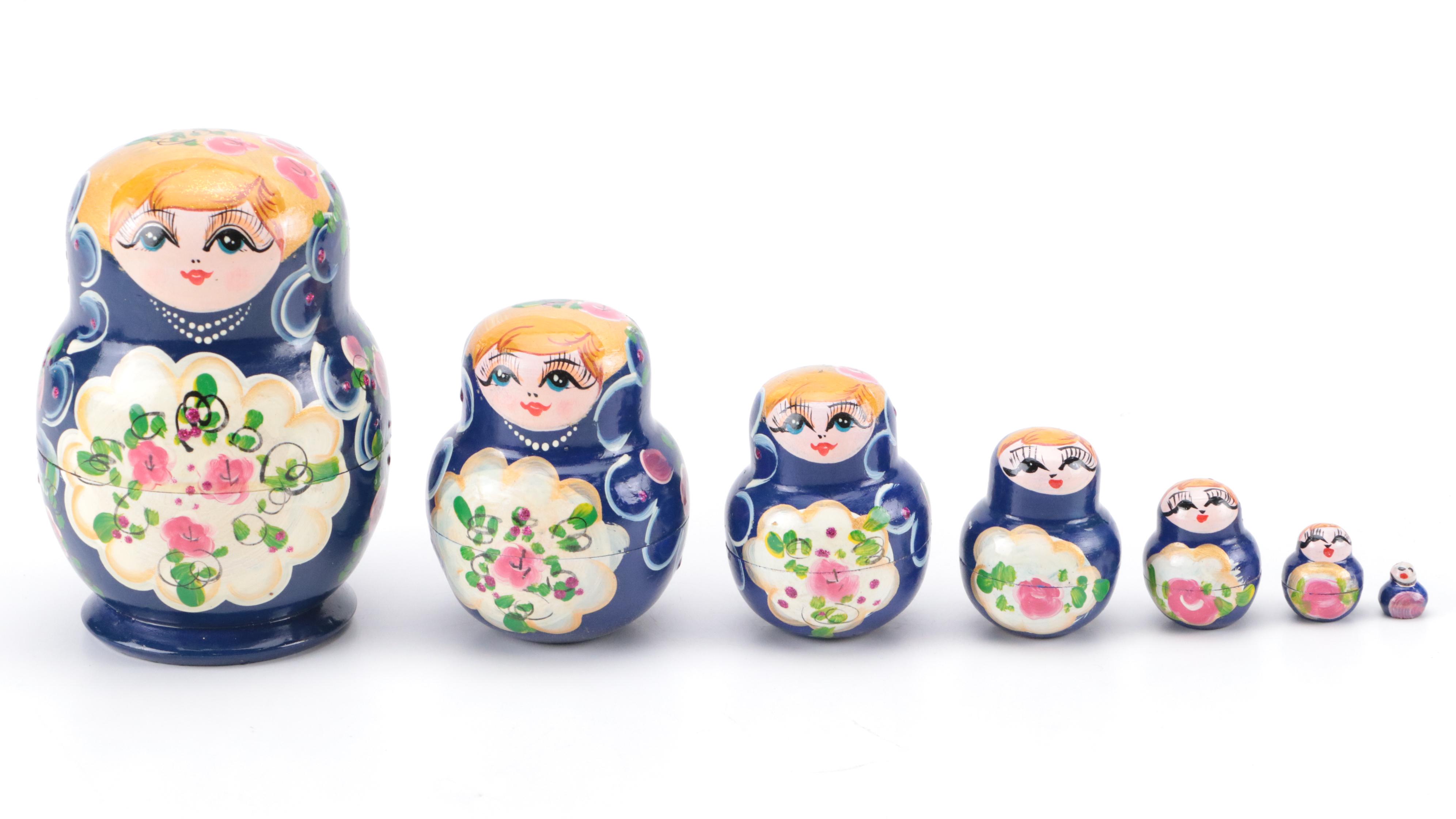 Signed Caenaho B Poccnn Matryoshka Doll with Other Russian Style ...