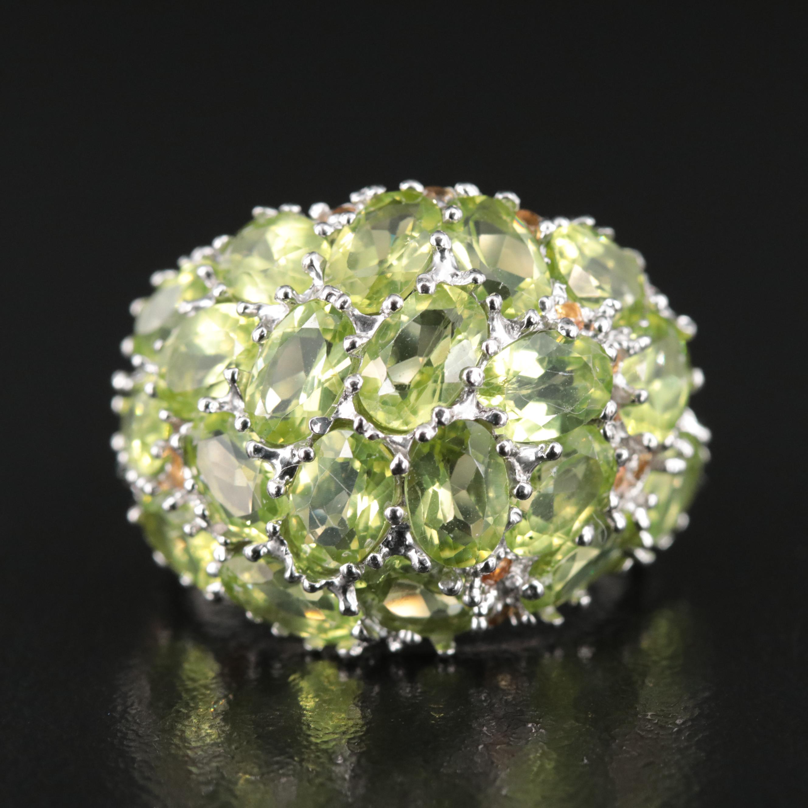 Sterling Peridot and Sapphire Ring | EBTH