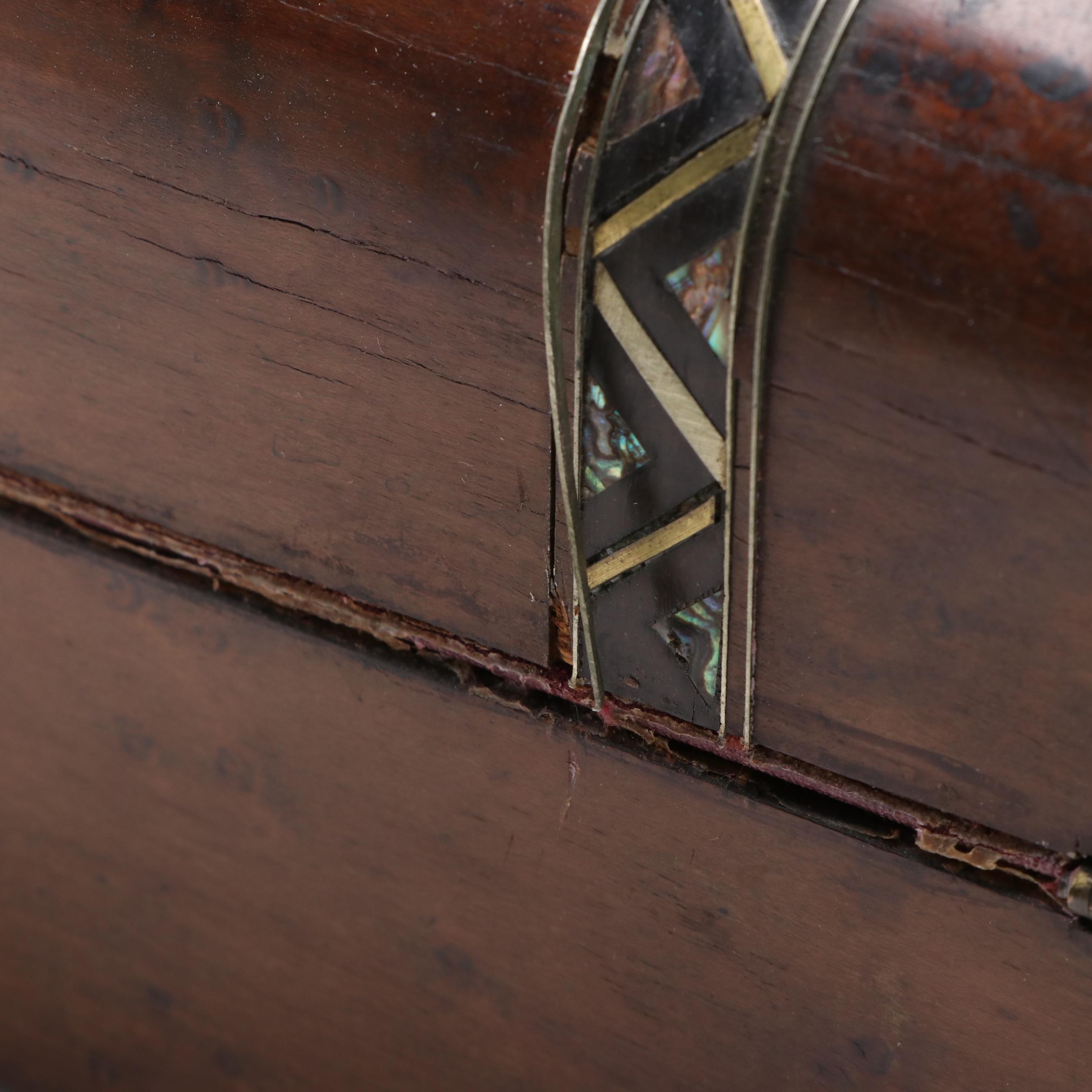 Victorian Wood Lap Desk with Brass and Abalone Inlays, Late 19th/ Early ...