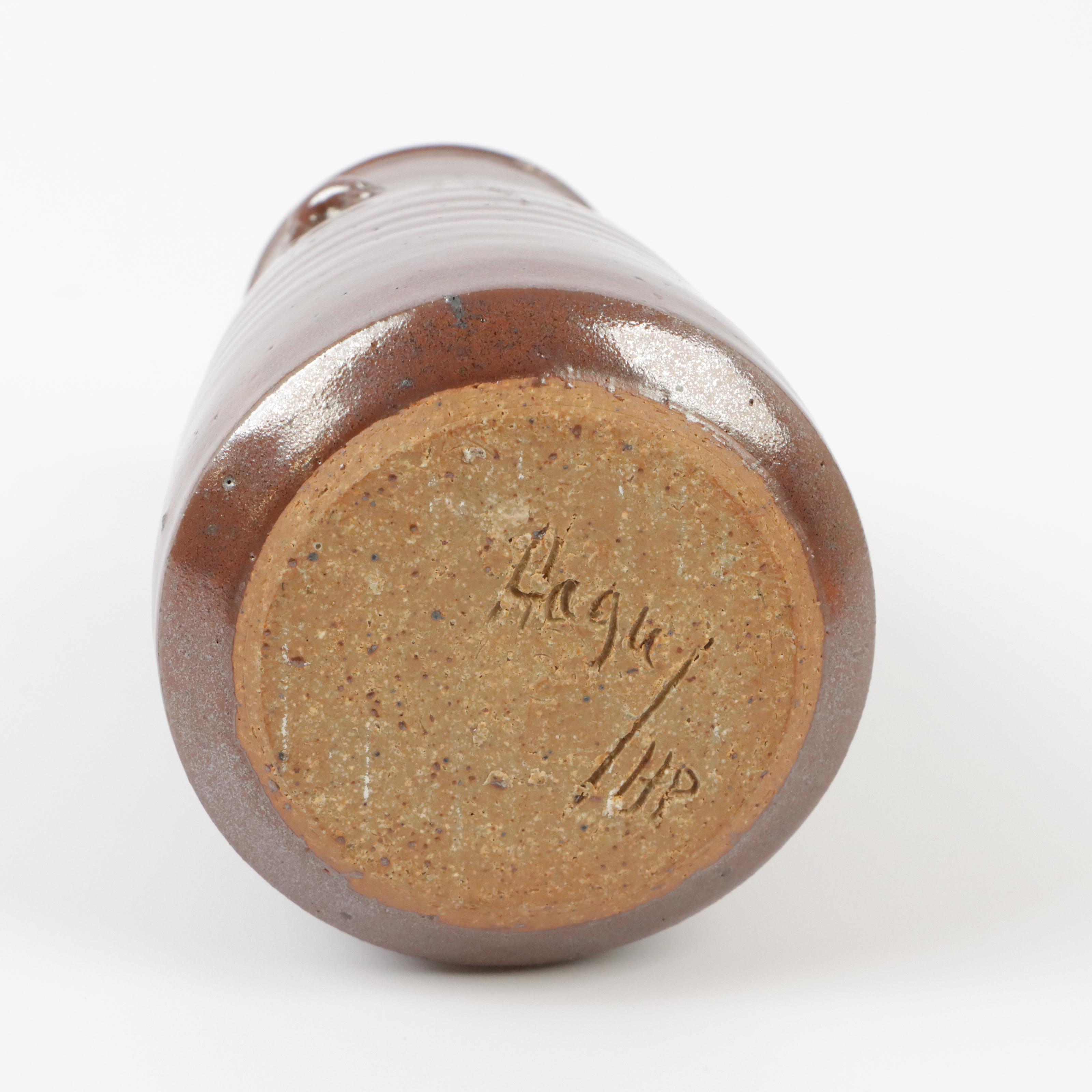 Signed Glazed Ceramic Vase with Other Abstract Ceramic Vessel | EBTH