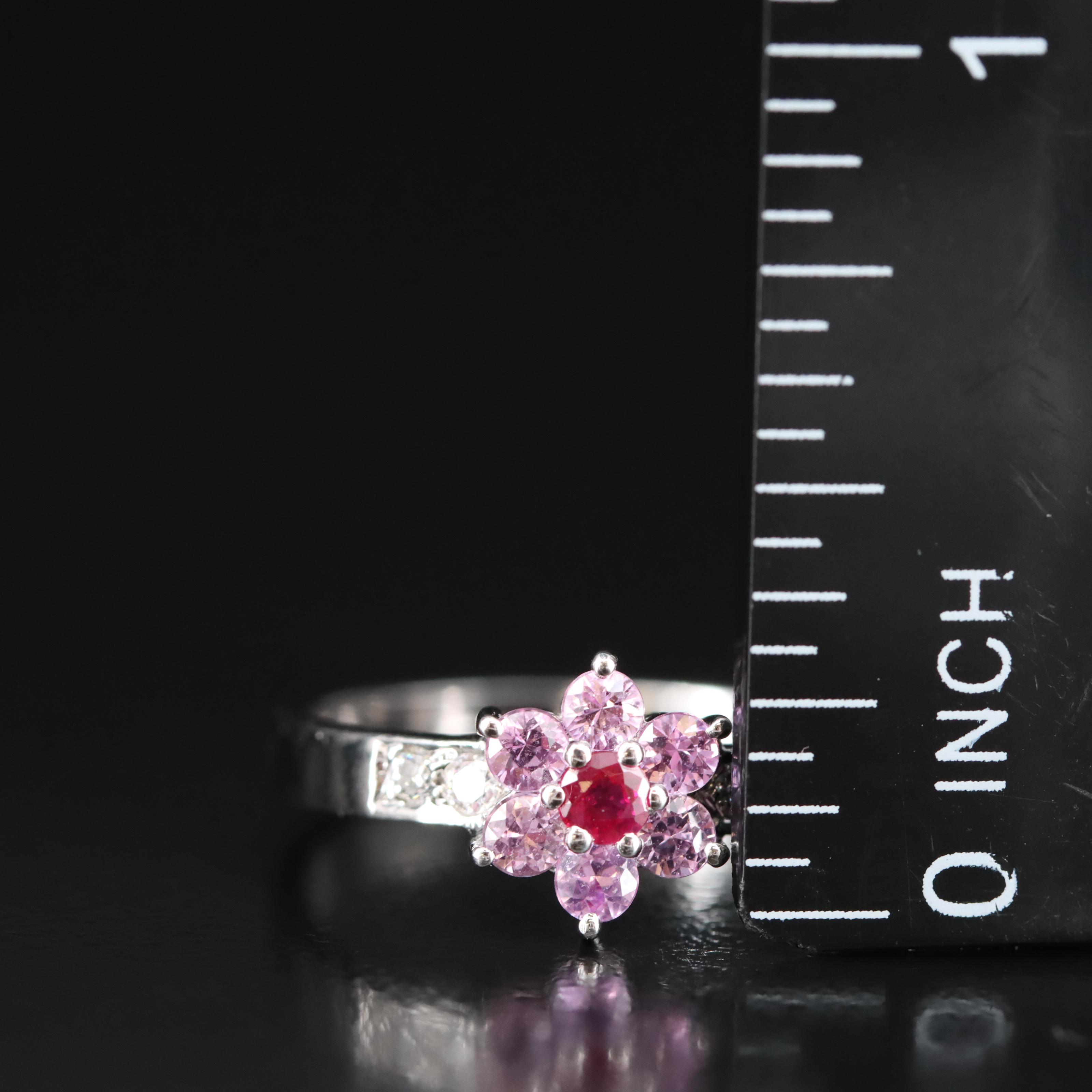 Platinum Ruby, Pink Sapphire and Diamond Ring | EBTH