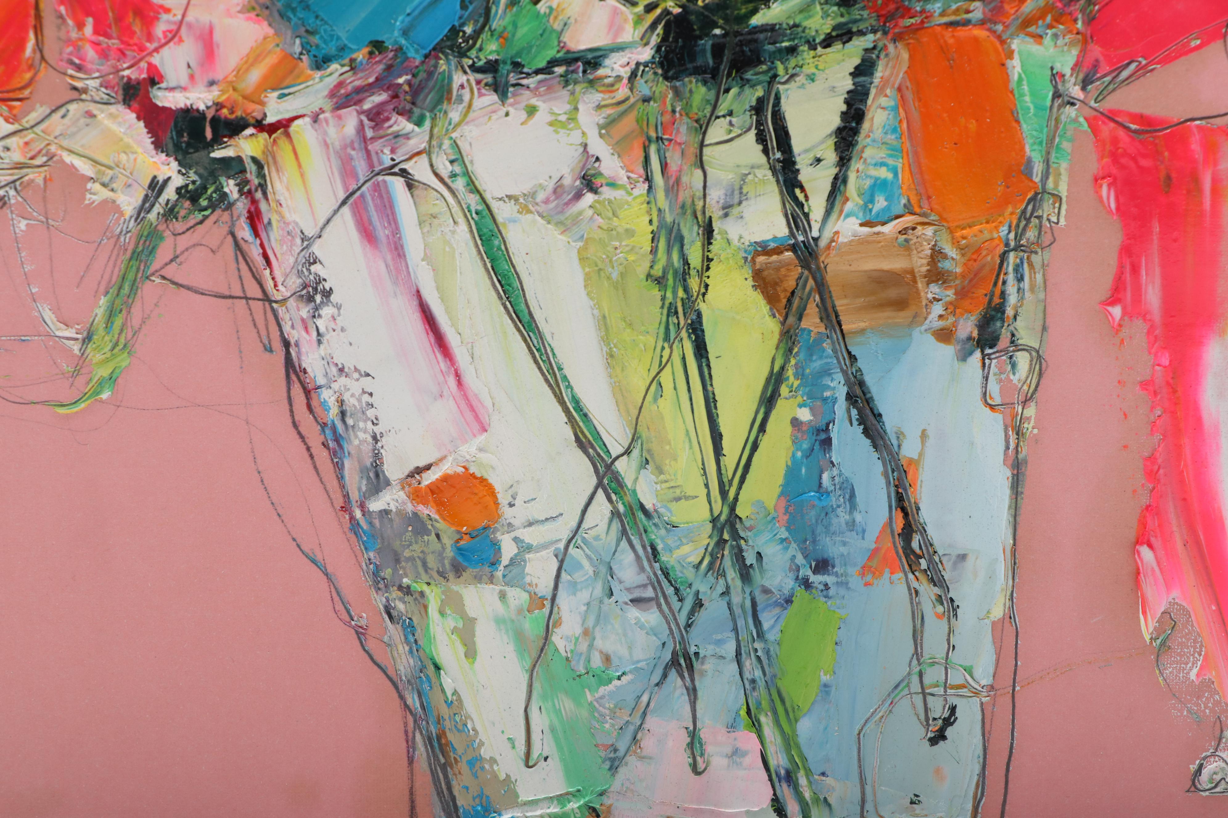 Abstract Impasto Acrylic Painting of a Floral Still Life | EBTH