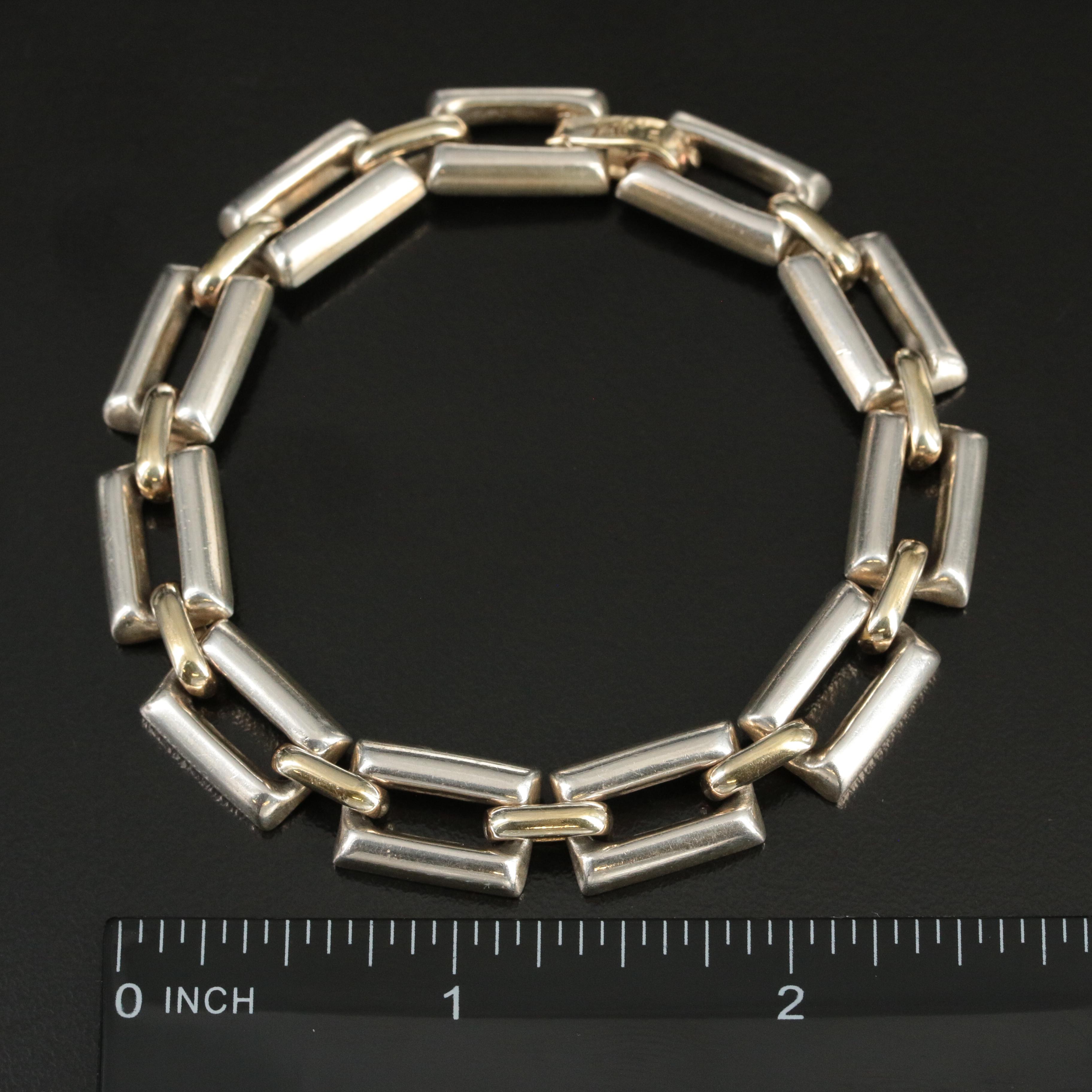 Mexican TANE "Tule" Sterling Rectangular Link Bracelet | EBTH