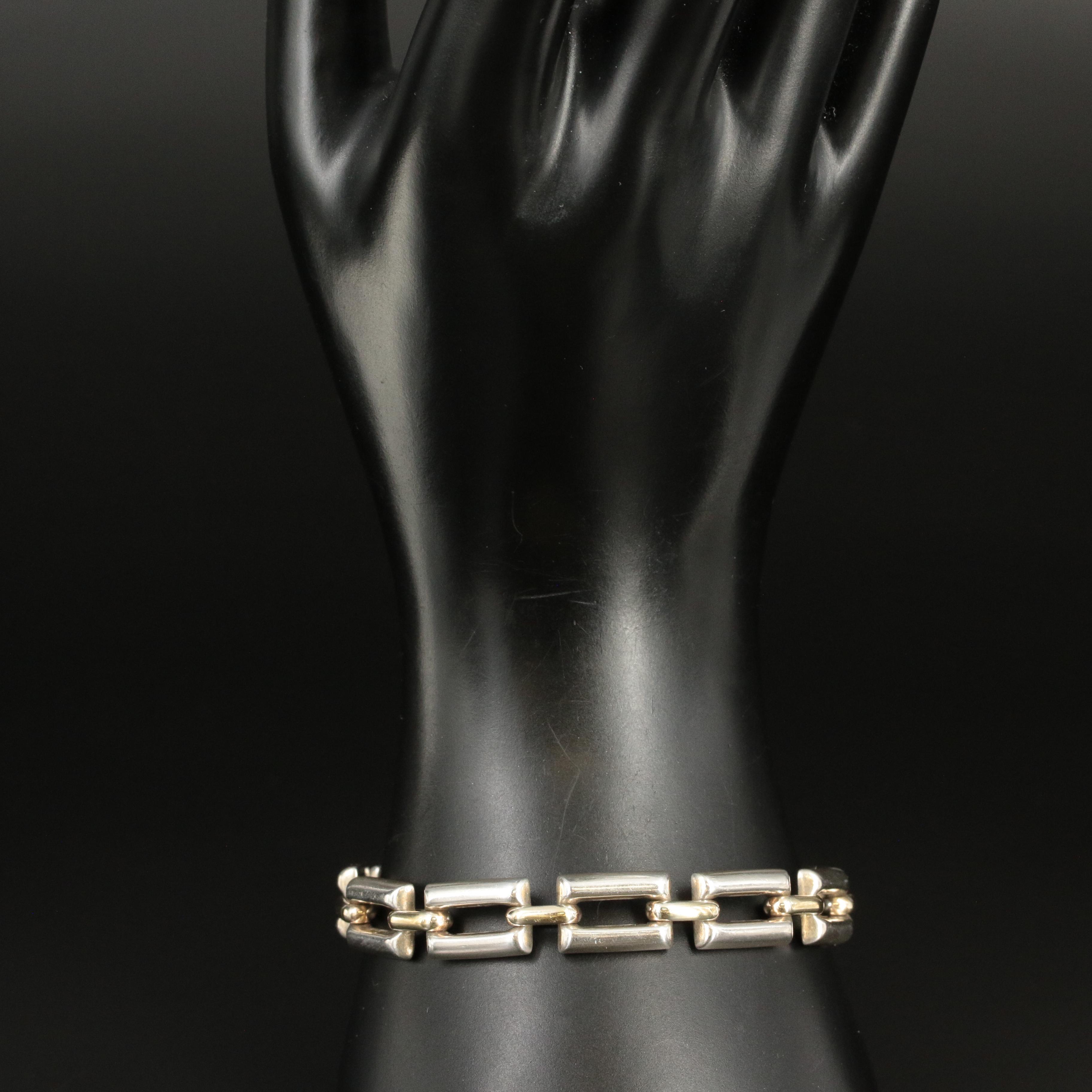 Mexican TANE "Tule" Sterling Rectangular Link Bracelet | EBTH