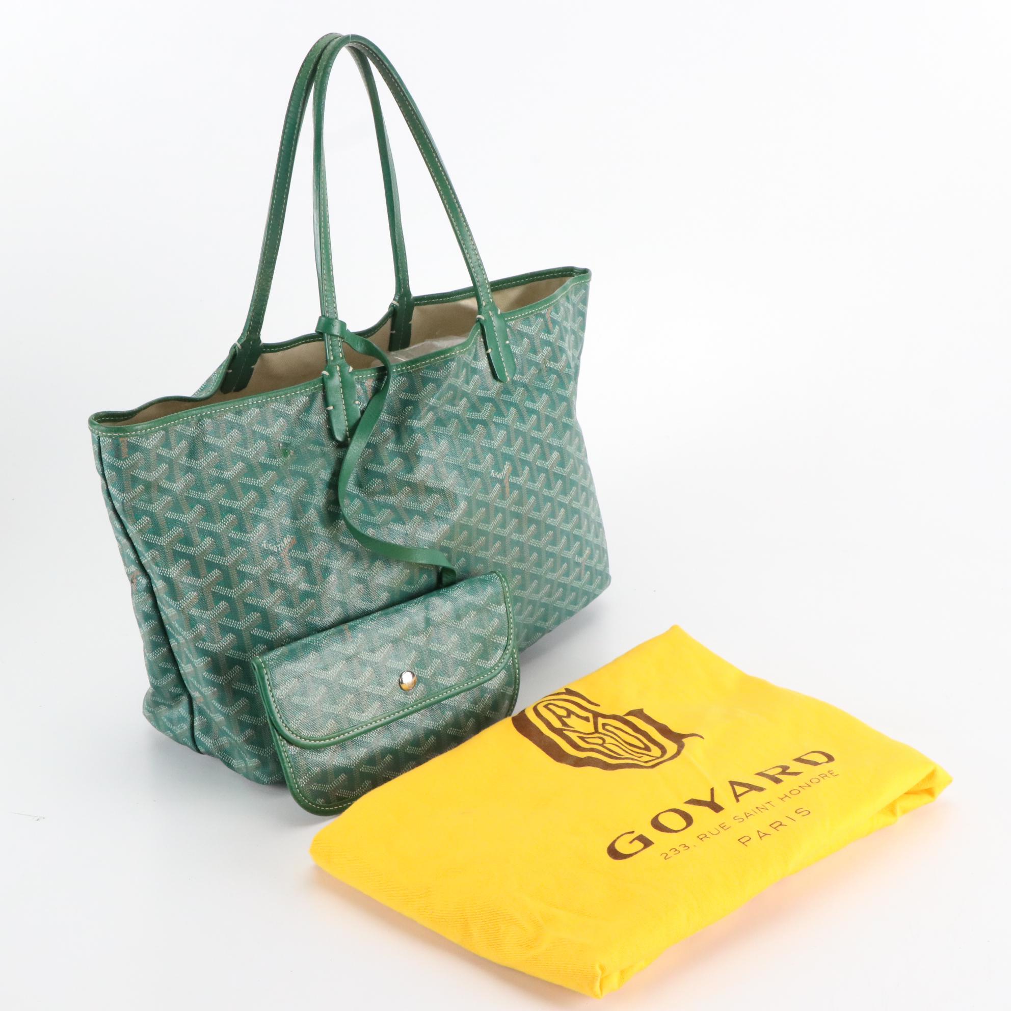 Goyard Saint Louis PM Tote and Pouch in Green Goyardine Coated Canvas ...