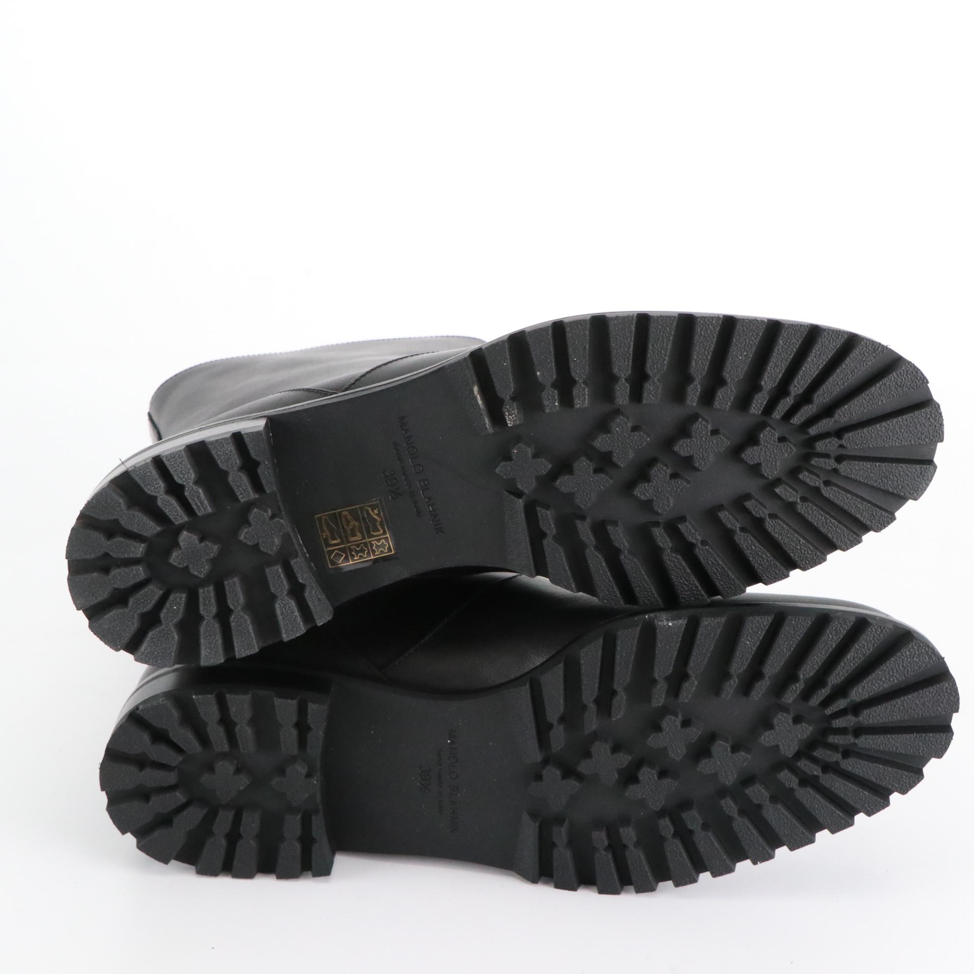 Manolo Blahnik Motosa Black Calf Leather Ankle Boots, in Box | EBTH