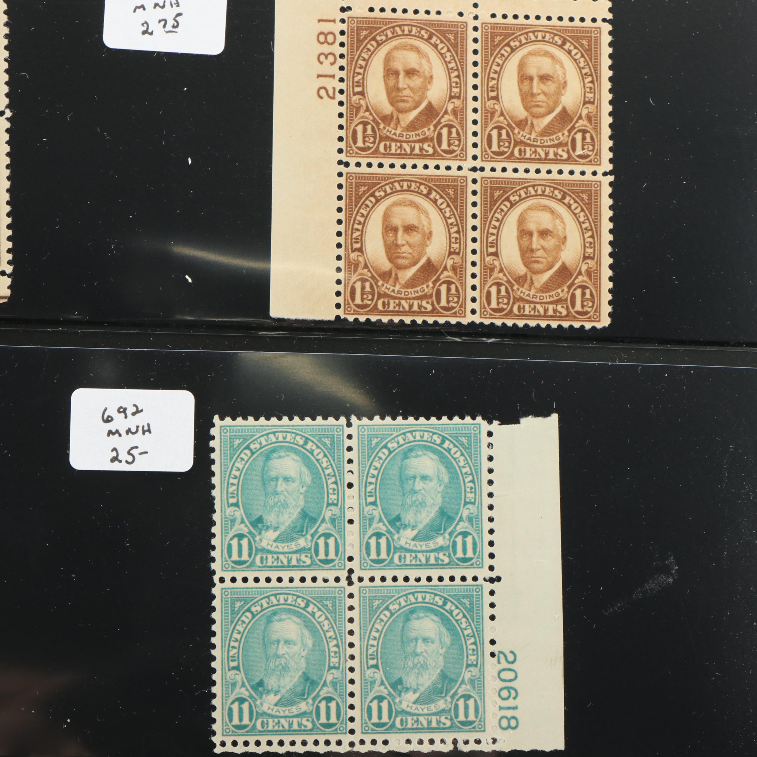 Nine MNH U.S. Postage Stamp Plate Blocks | EBTH
