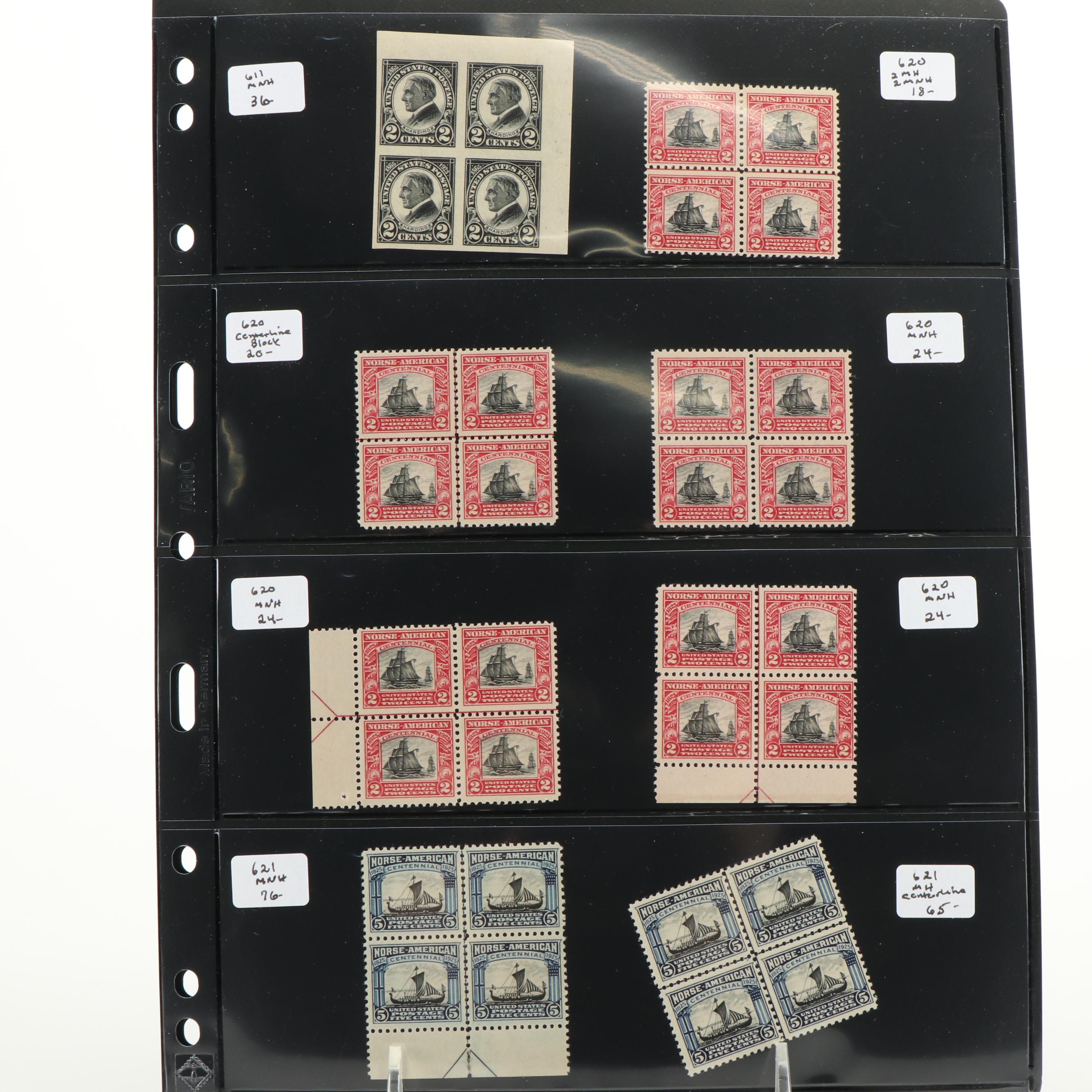 Sixteen Early U.S. Postage Stamp Plate Blocks | EBTH