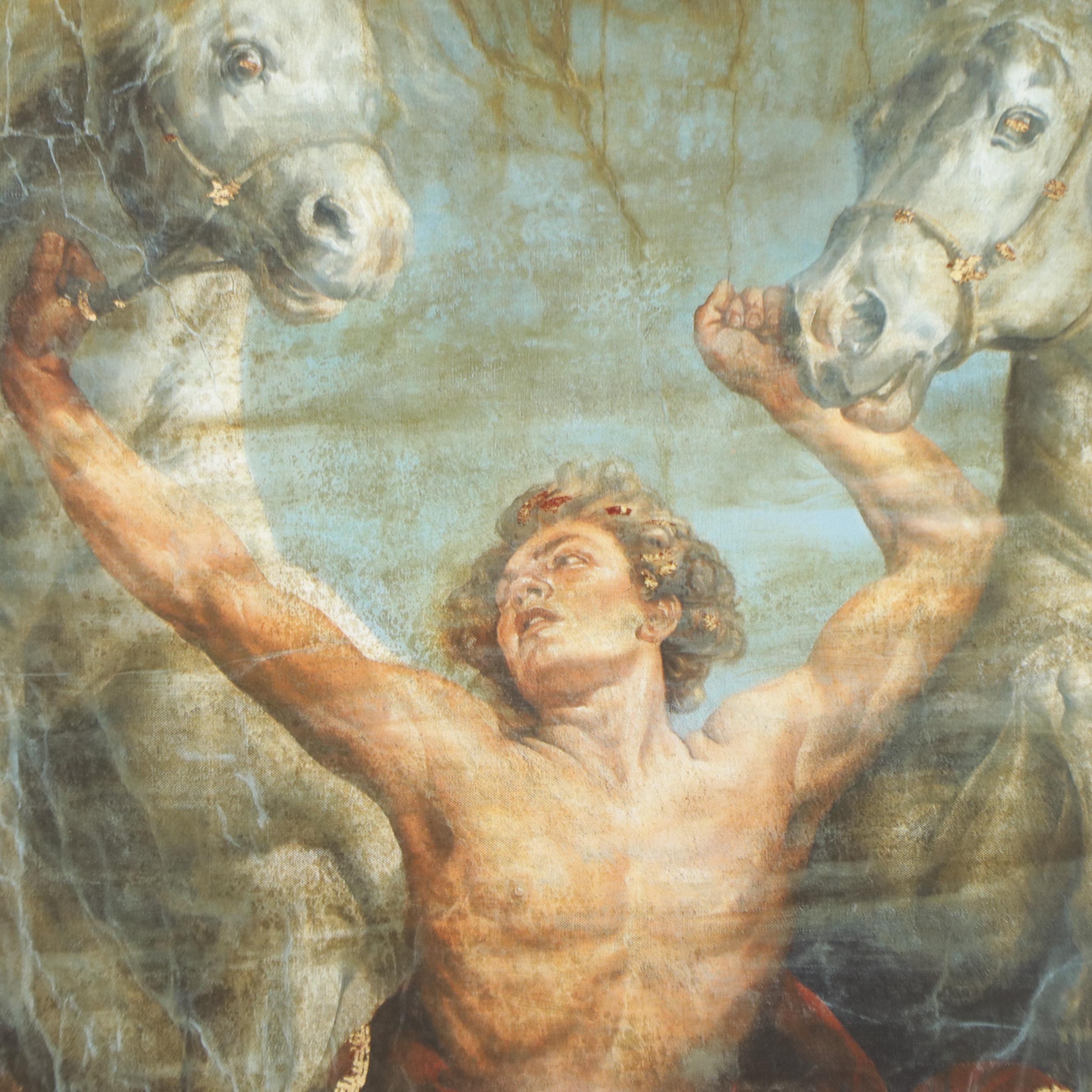 Tomasz Rut Embellished Giclée "Man with Two Horses" | EBTH