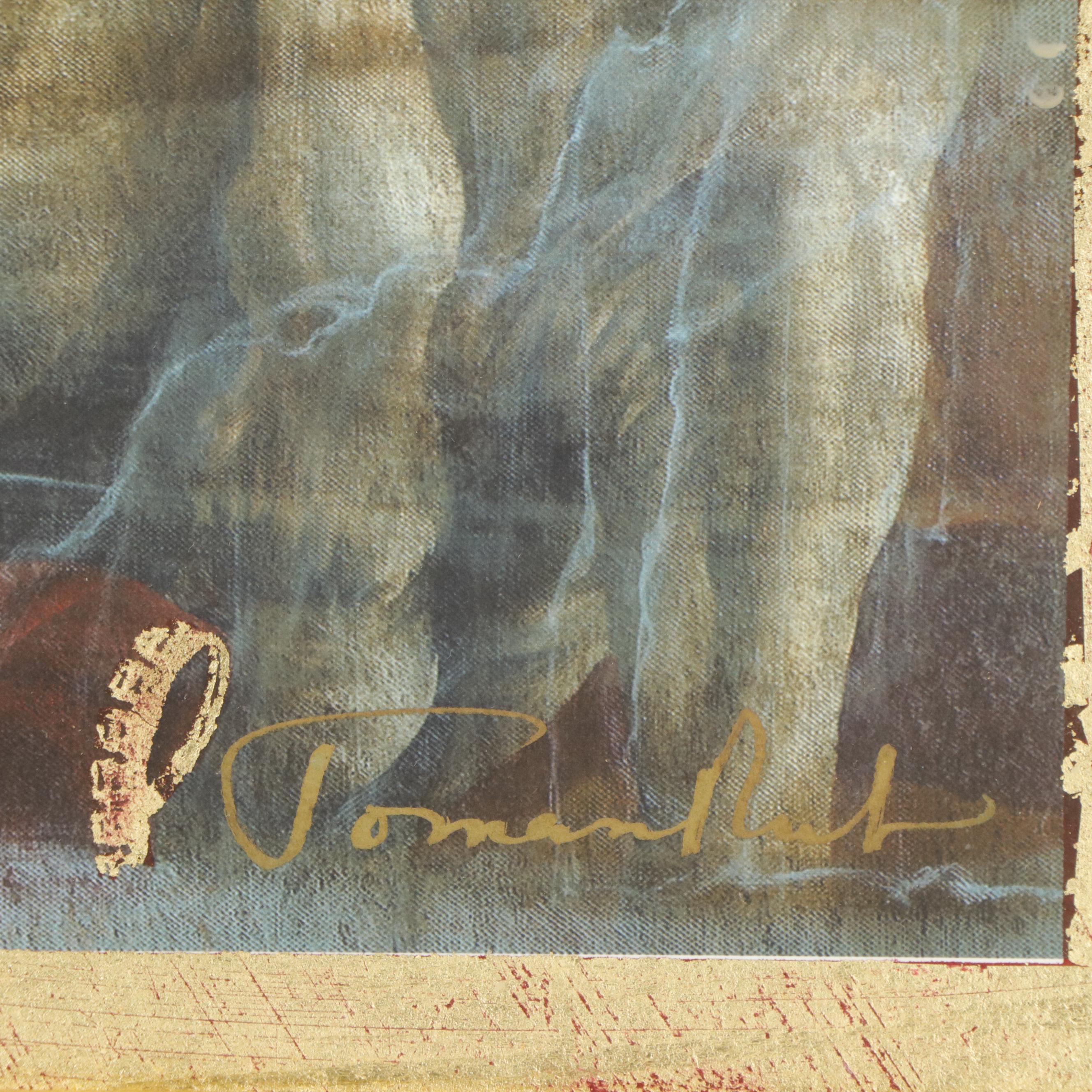 Tomasz Rut Embellished Giclée "Man with Two Horses" | EBTH