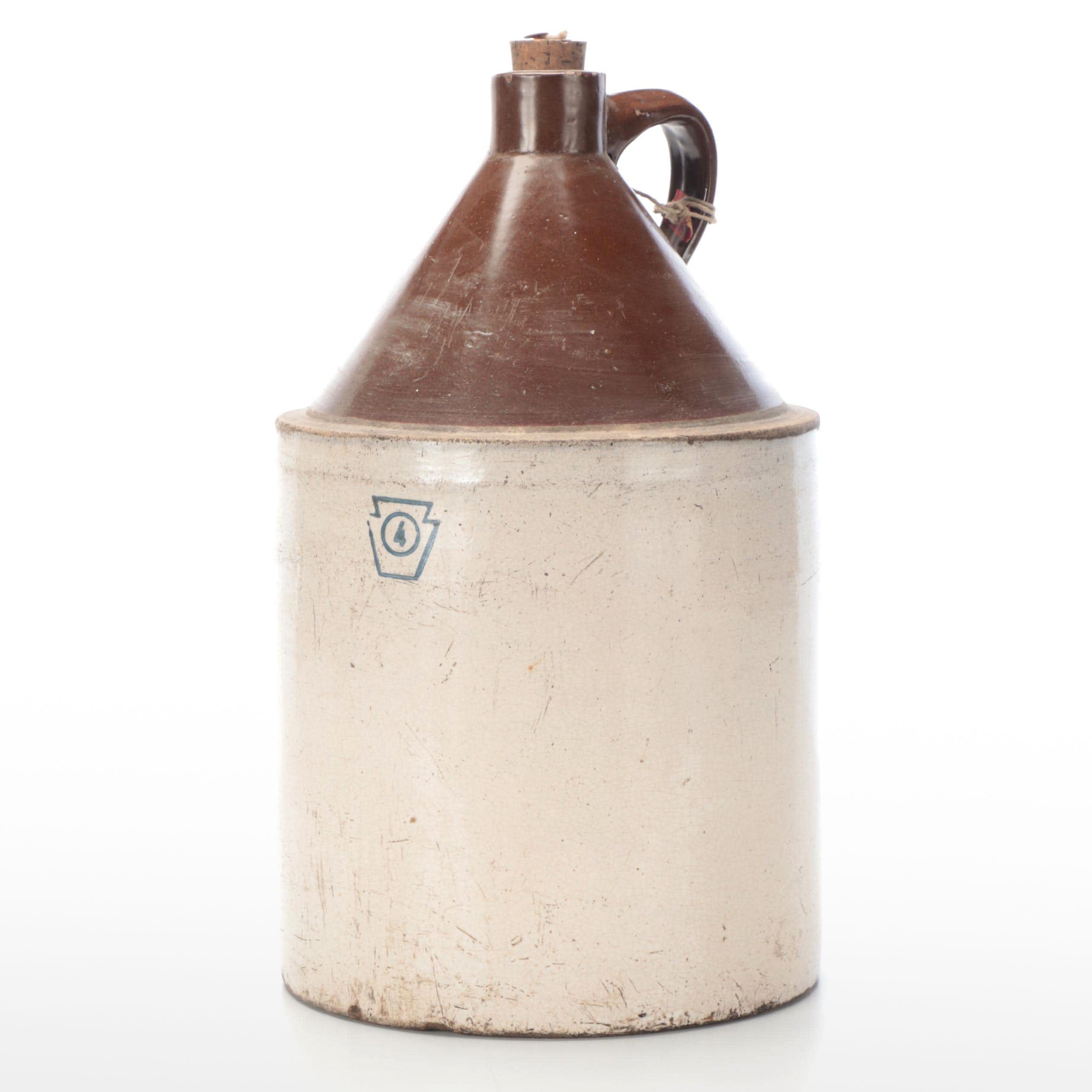 Keystone 4 Gallon Two Tone Stoneware Jug, Early to Mid-20th Century | EBTH