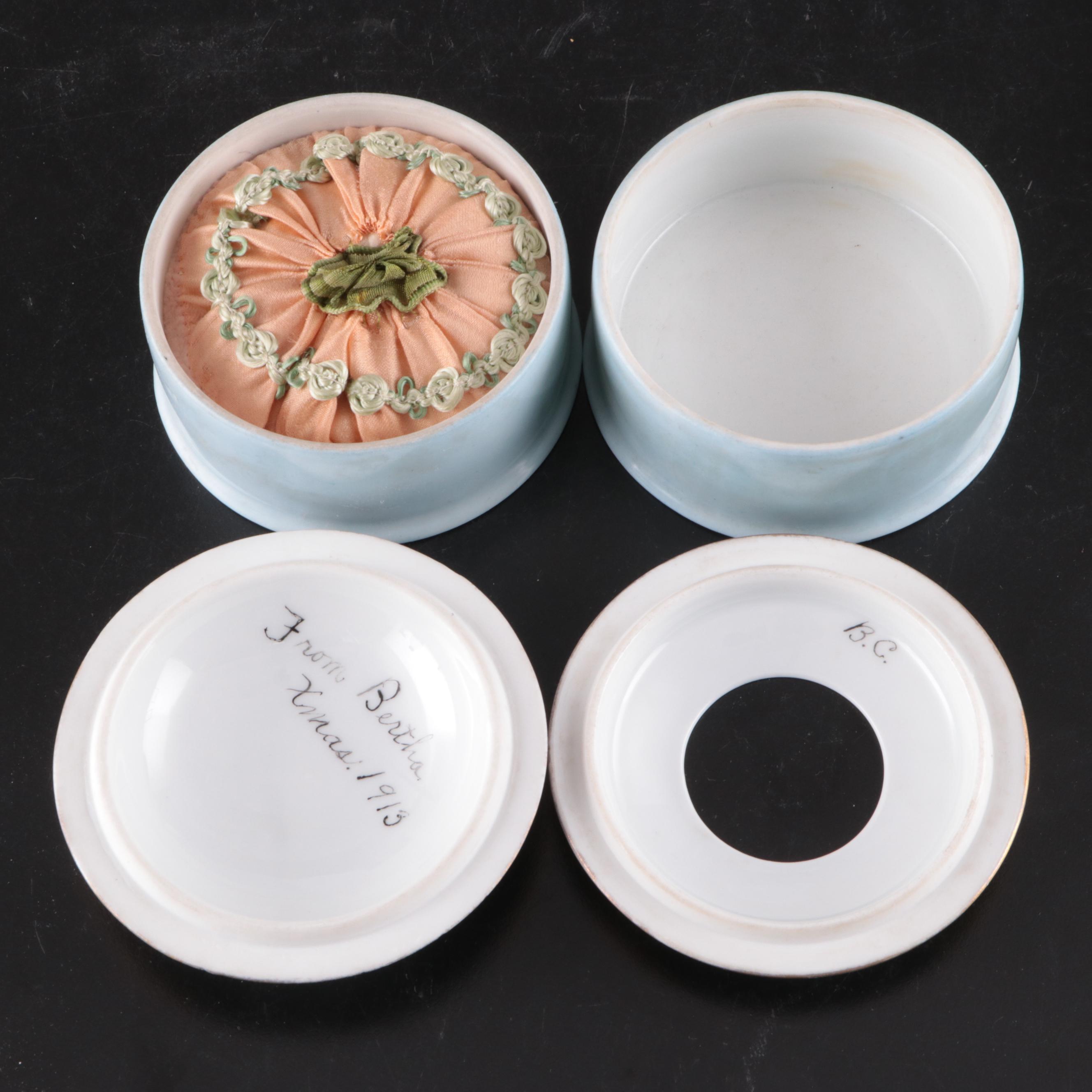 Bavarian Hand-Gilt Porcelain Trays, Powder Box, and Other Vanity Décor ...