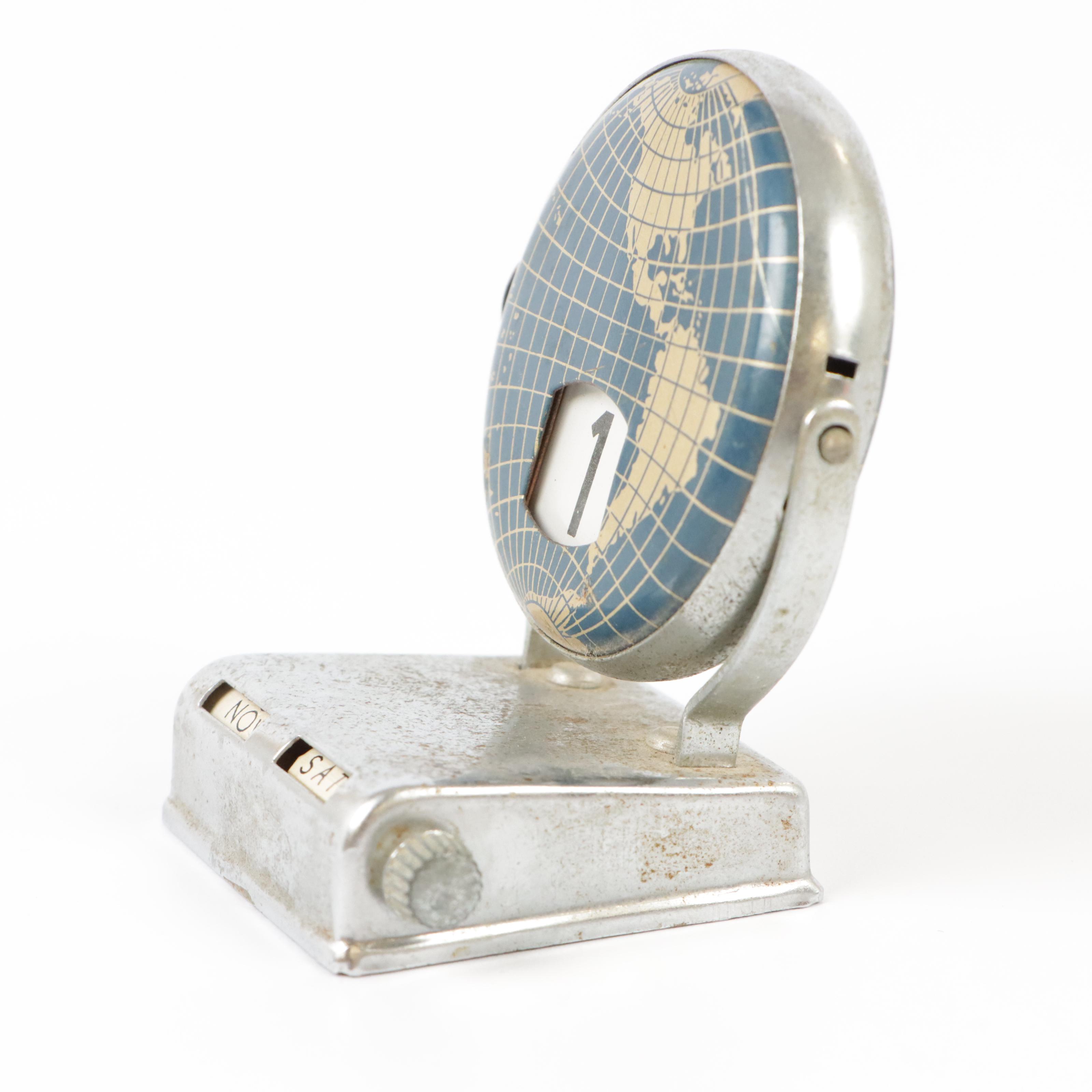 Gorham Silver Plate Flask, 1885 and a Perpetual Flip Globe Desk ...