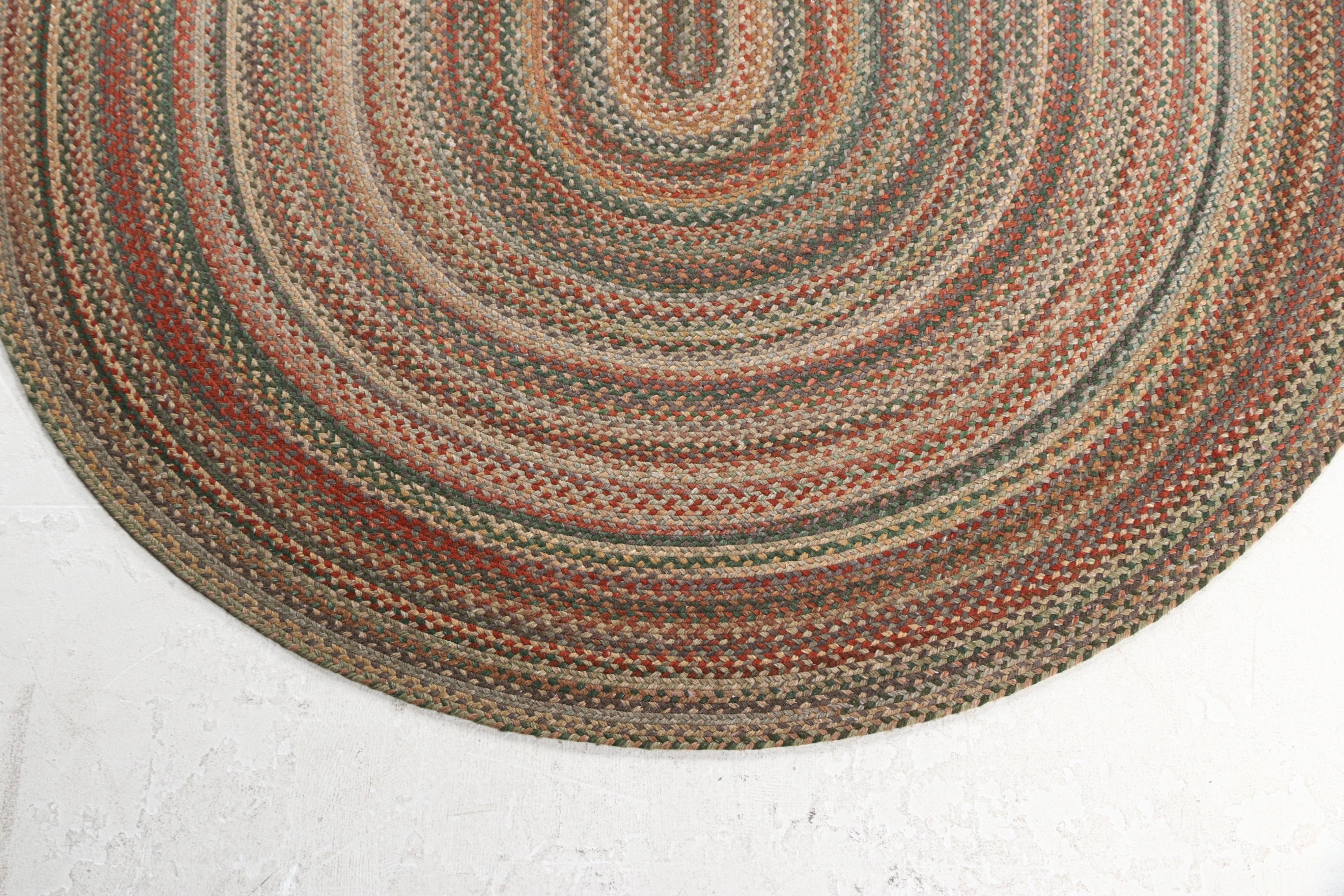 8'6 x 11'6 Handwoven Braided Wool Oval Area Rug | EBTH