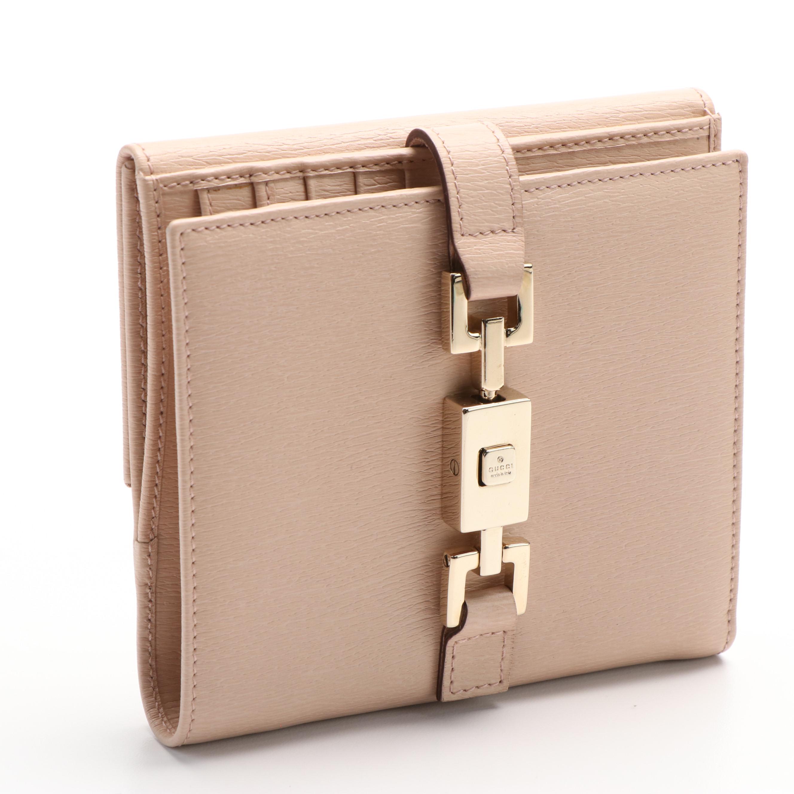 Gucci Jackie Soft Beige Compact Leather Wallet | EBTH