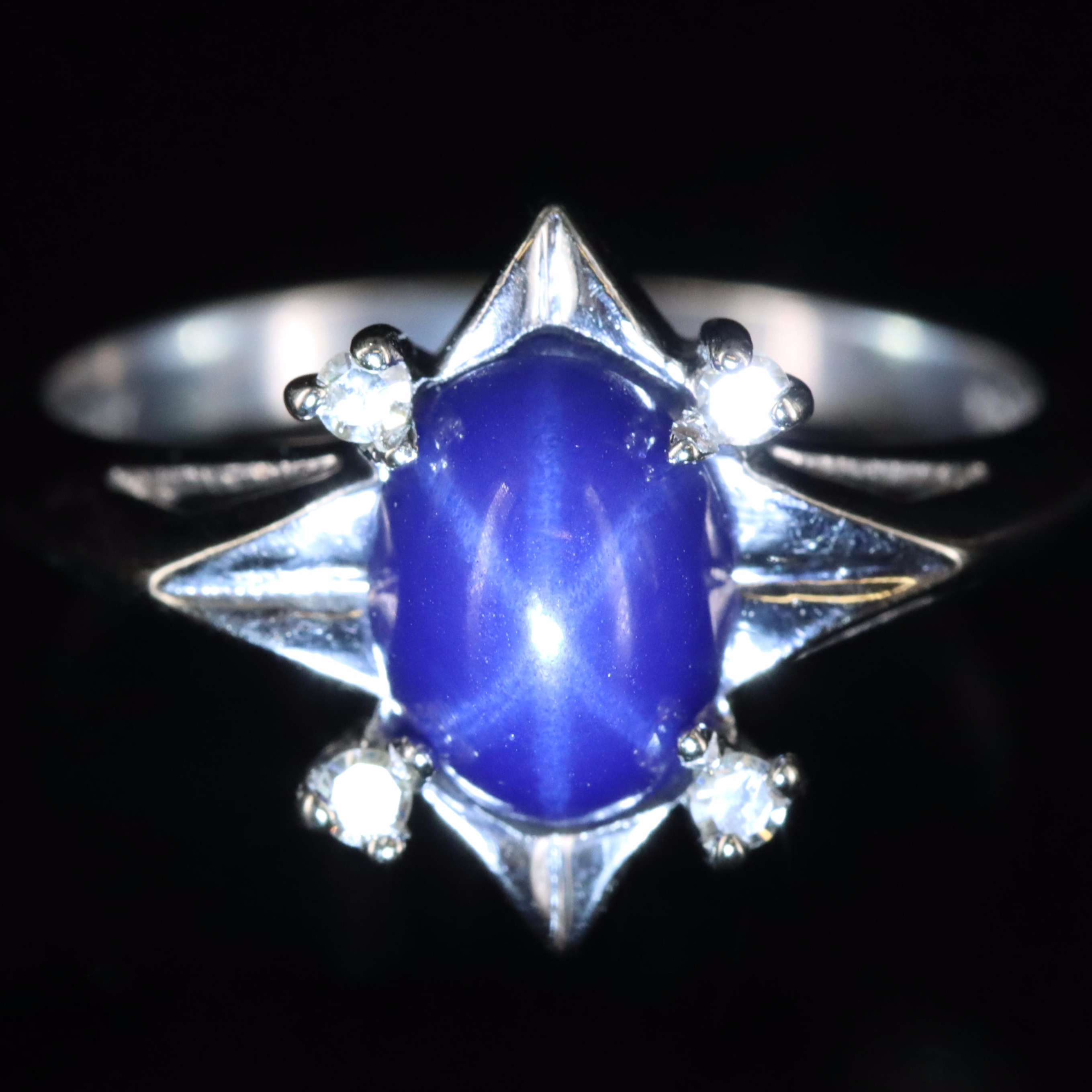Vintage 14K Star Sapphire and Diamond Ring | EBTH