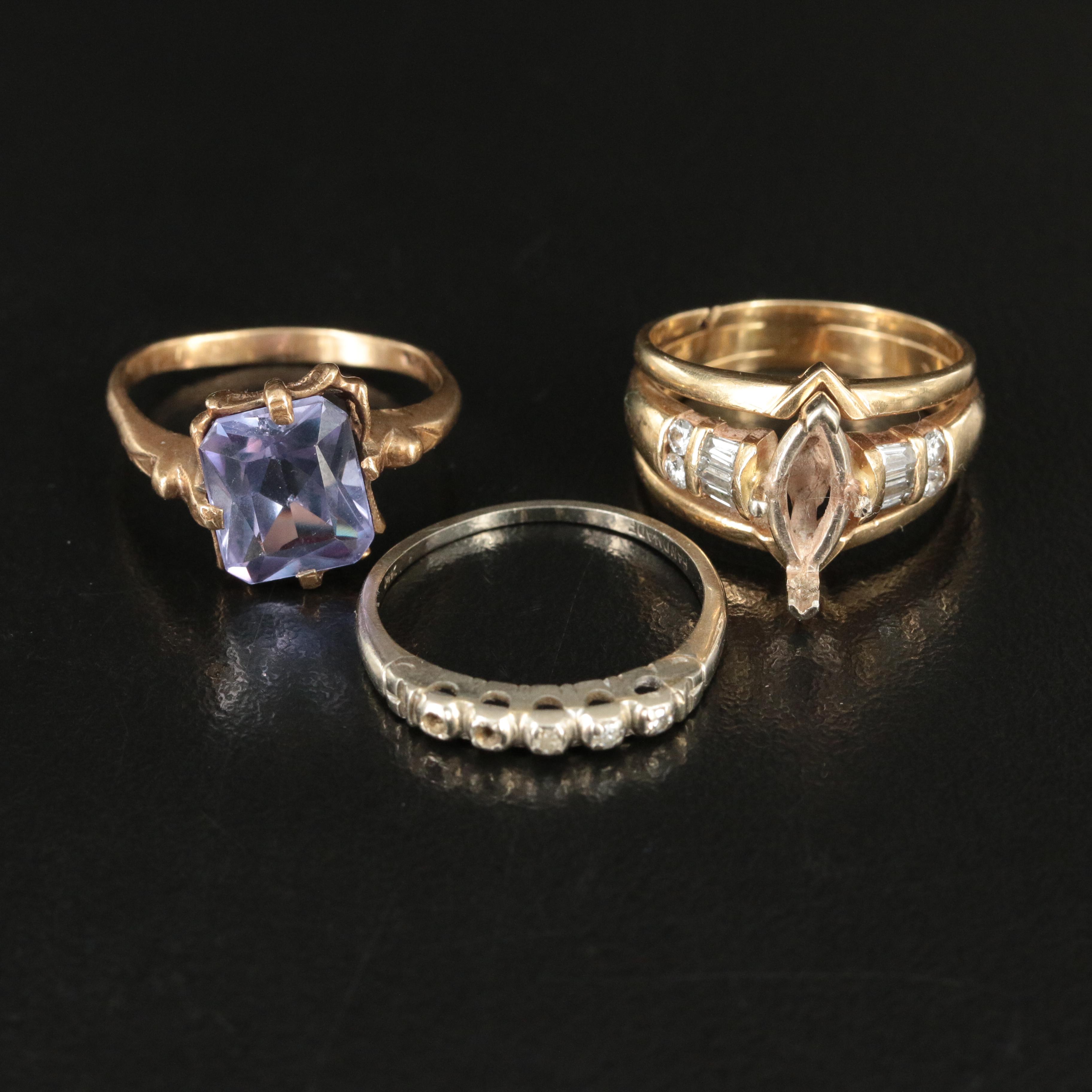 10K and 14K Scrap Rings Including Sapphire and Diamonds | EBTH